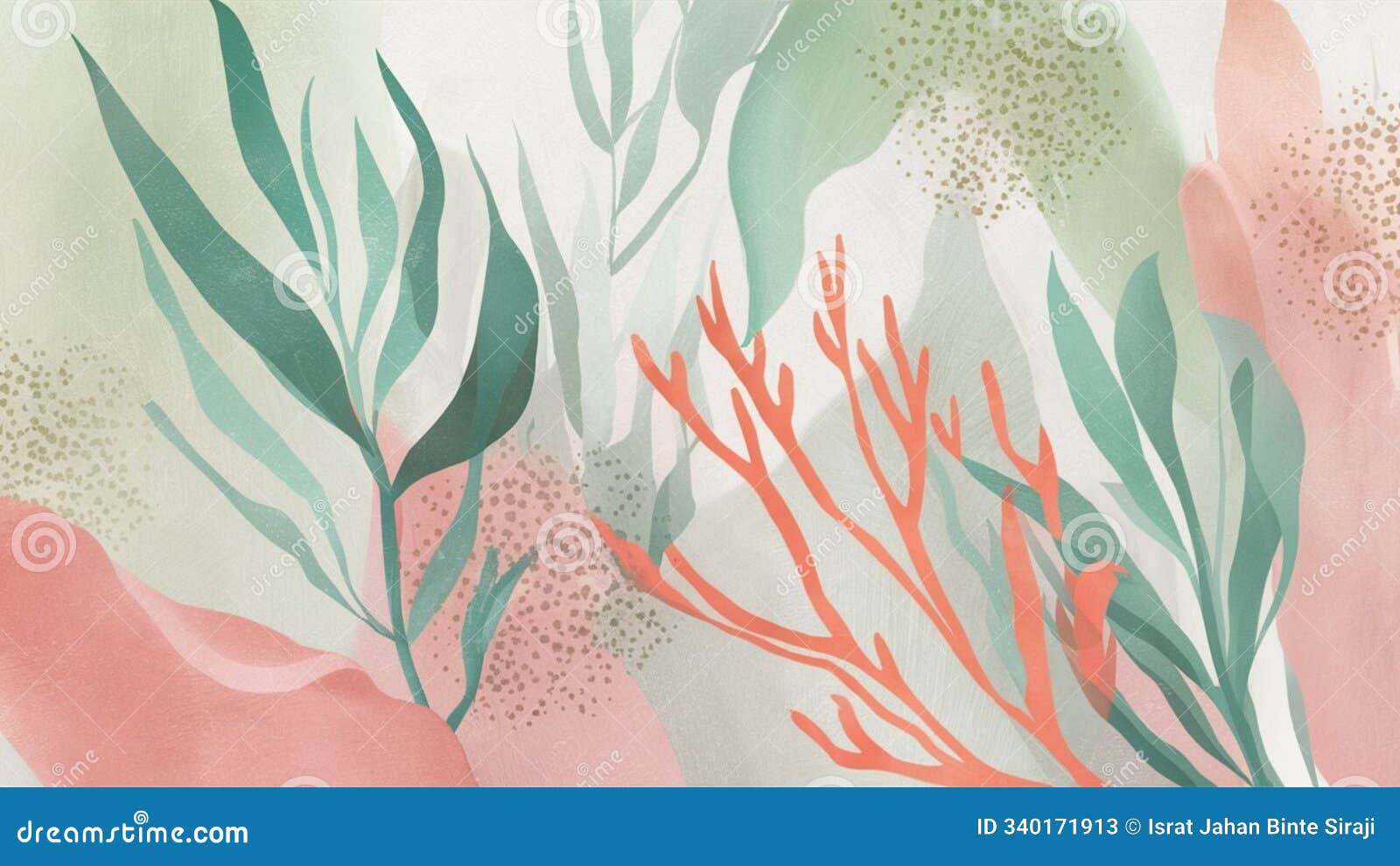 Subtle Pastel Background with Soft Mint and Coral Shapes and Dot ...