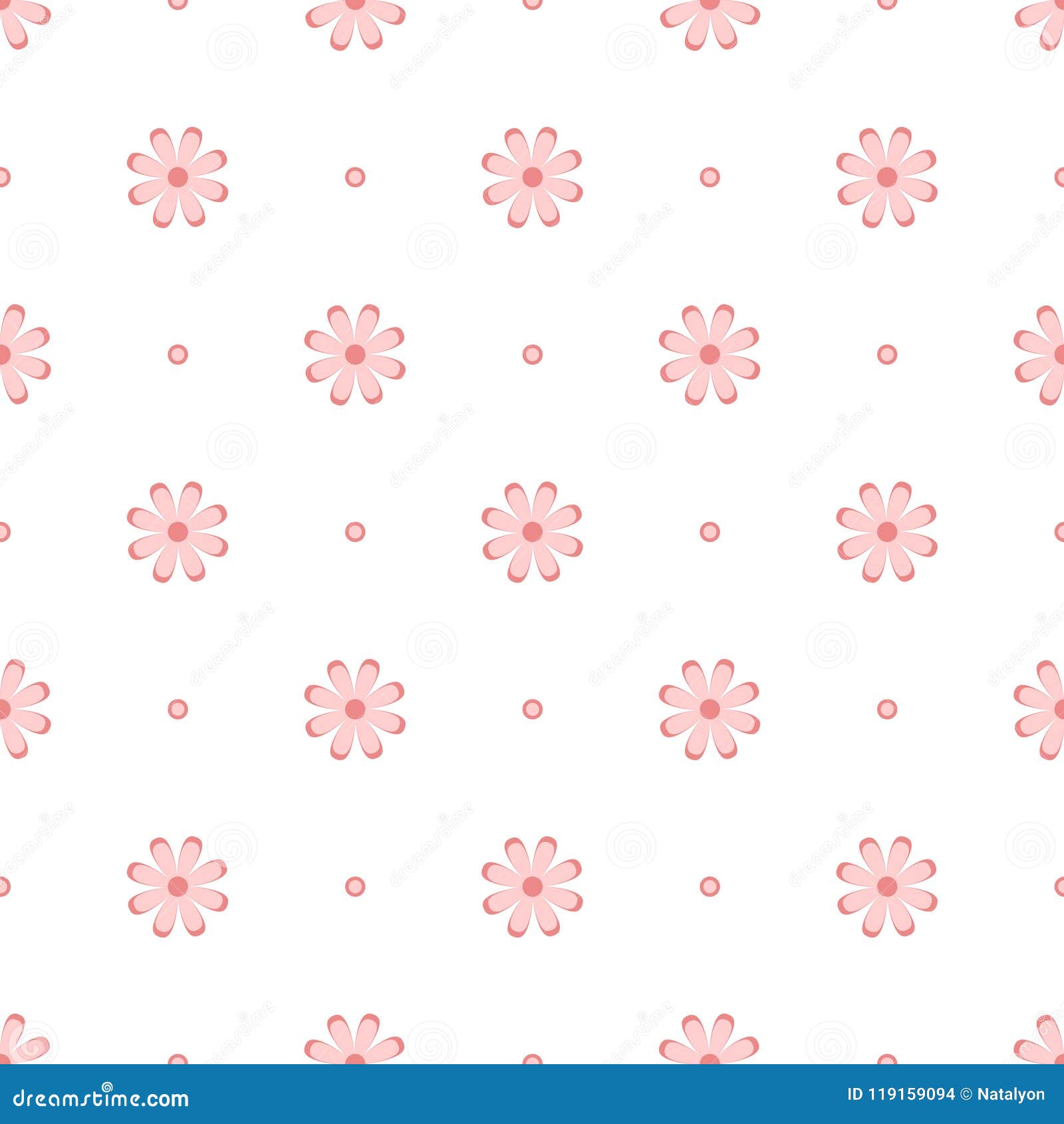 Subtle Pink Flowers on White, Simple Seamless Pattern, Vector Stock ...