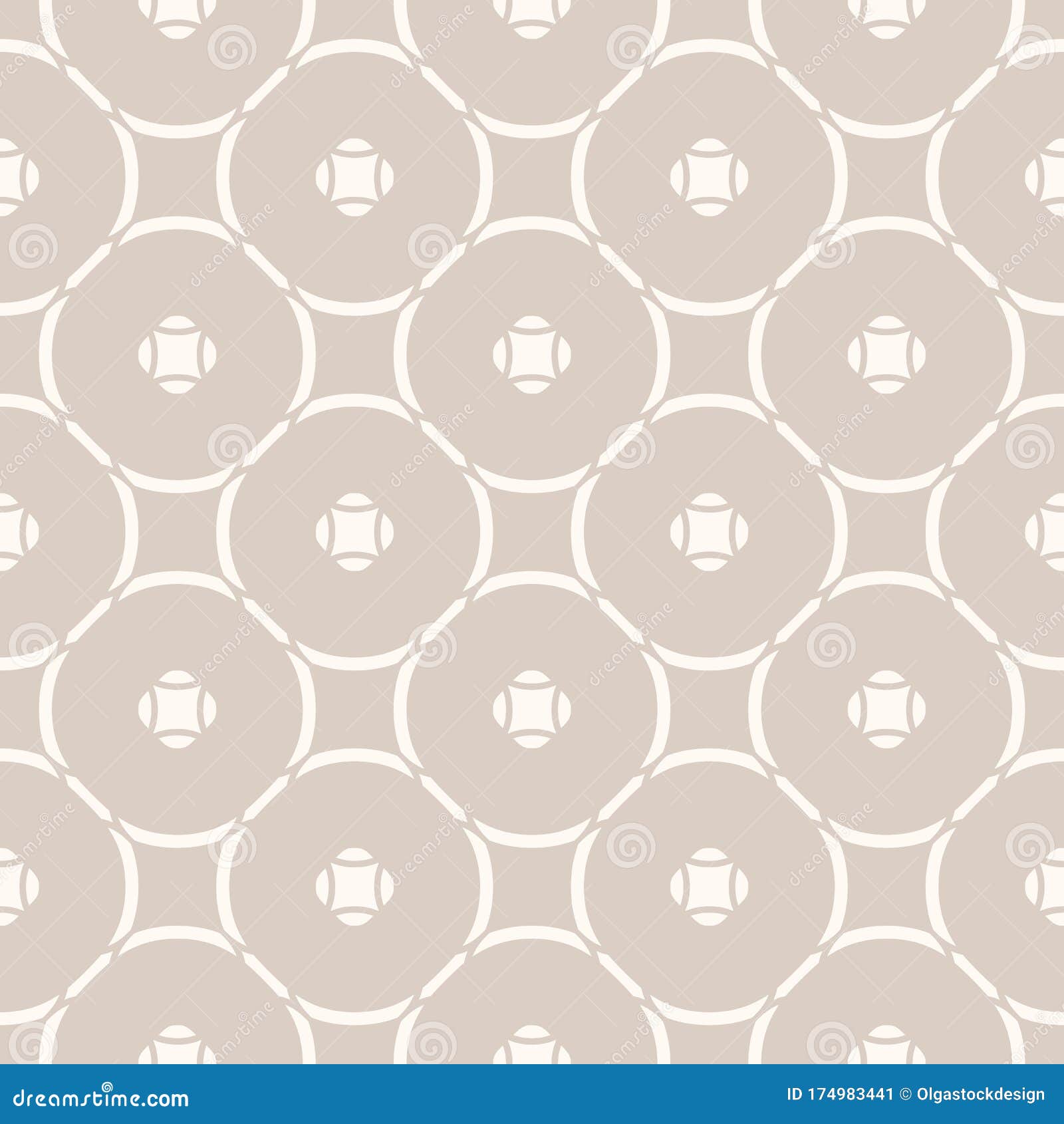 Subtle Beige Vector Geometric Seamless Pattern with Thin Circular Grid ...