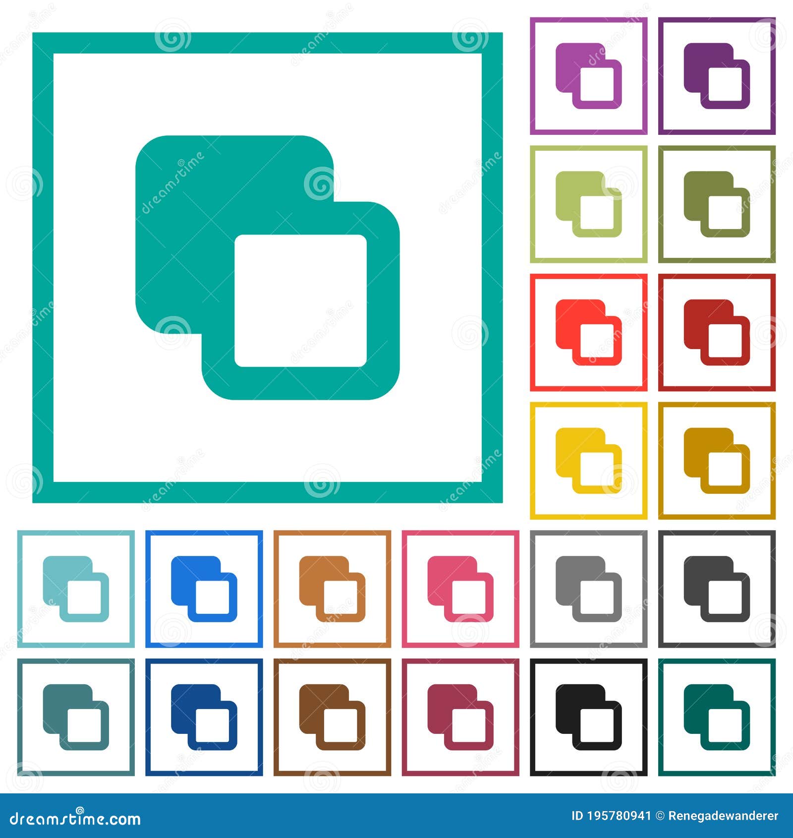 Subtract Shapes Flat Icons With Outlines Vector Illustration ...