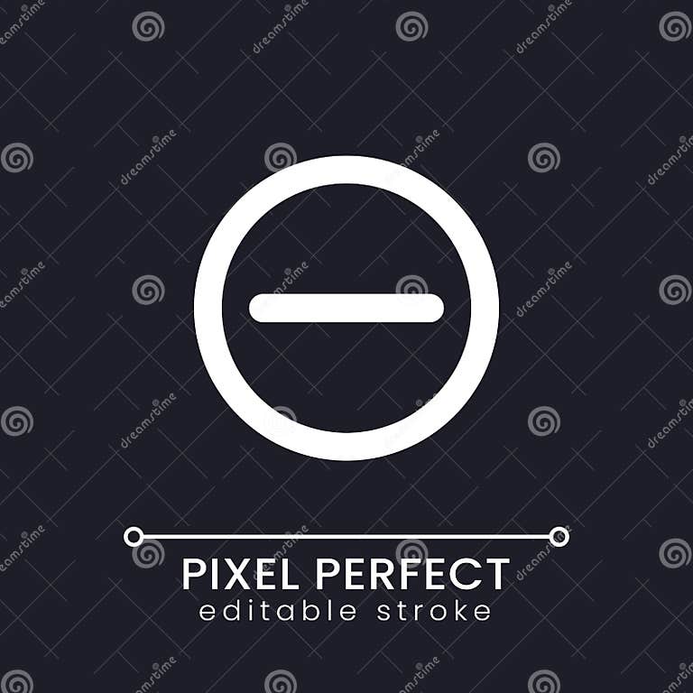 Subtraction Button Pixel Perfect White Linear Ui Icon for Dark Theme ...