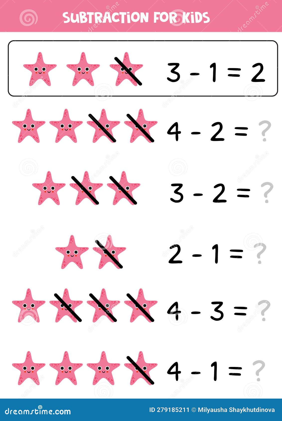 Subtraction With Cute Purple Octopus. Educational Math Game For Kids ...