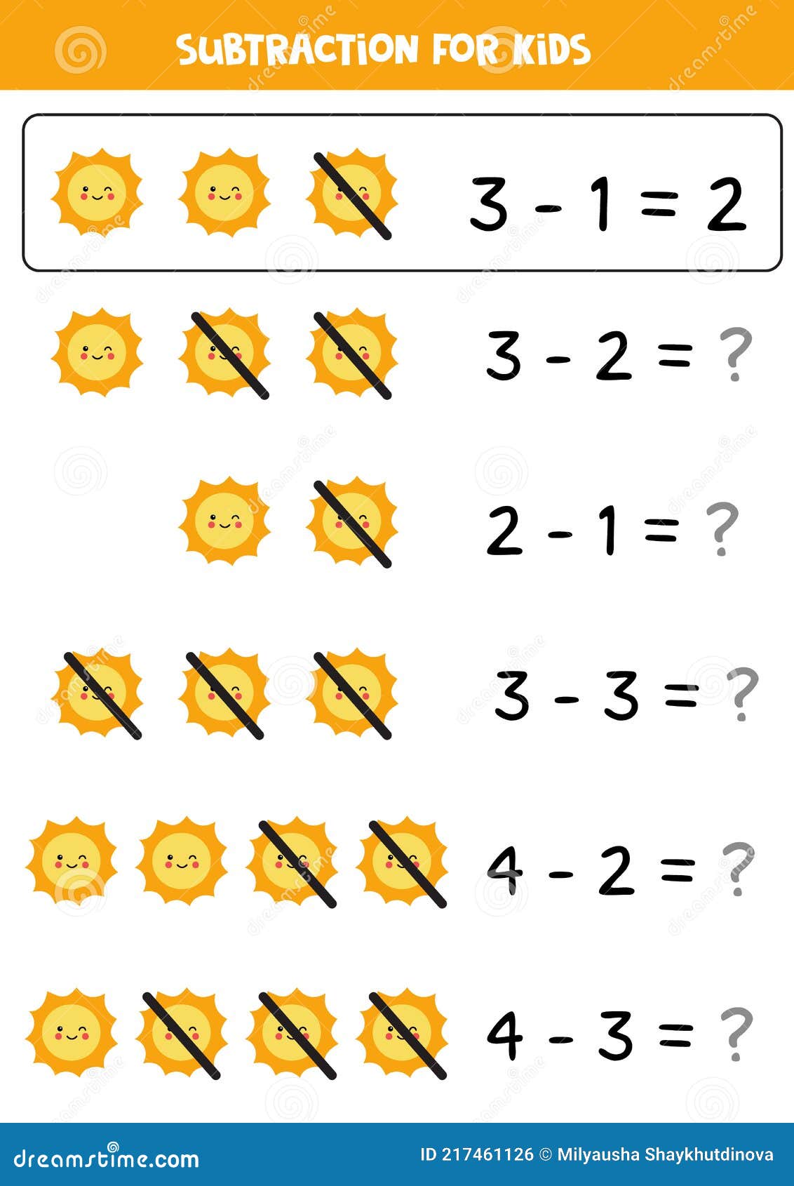 Subtraction With Cute Purple Octopus. Educational Math Game For Kids ...