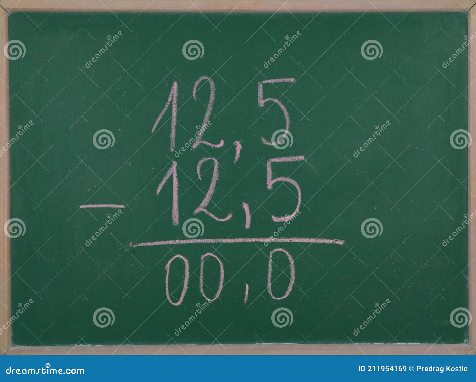 Subtraction of numbers, stock image. Image of comma - 211954169