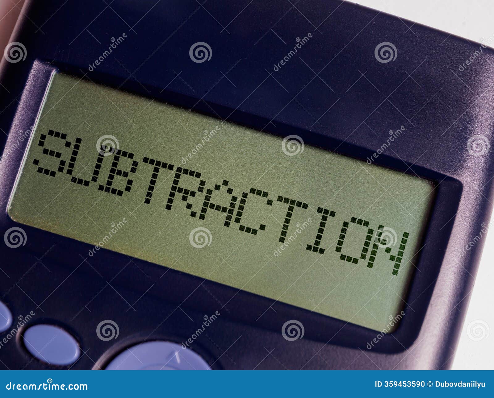 Subtraction Text on the Screen of a Mathematical Calculator Stock Photo ...
