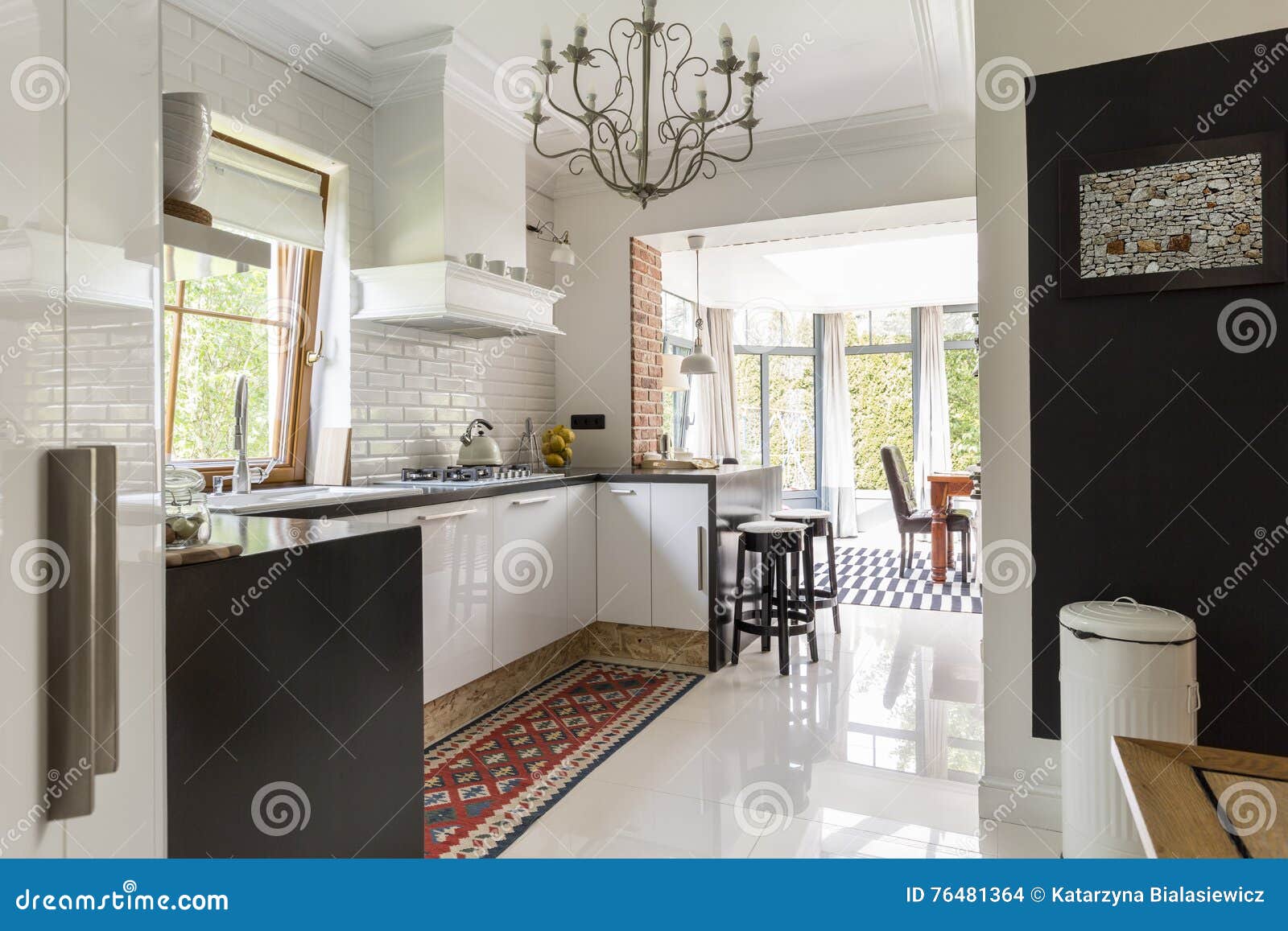 Suburb modern kitchen stock photo. Image of indoor, design - 76481364