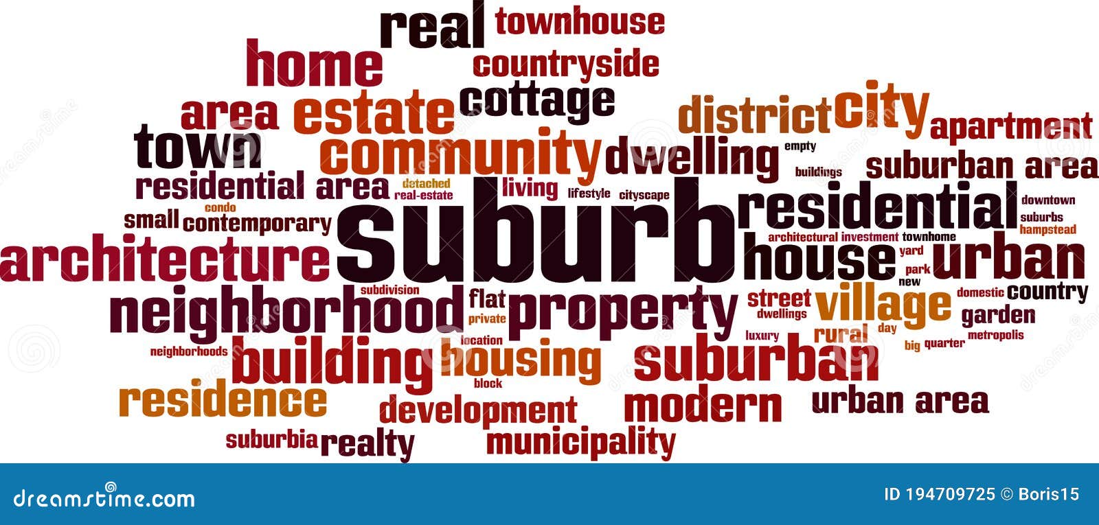 Suburb word cloud stock vector. Illustration of residence - 194709725