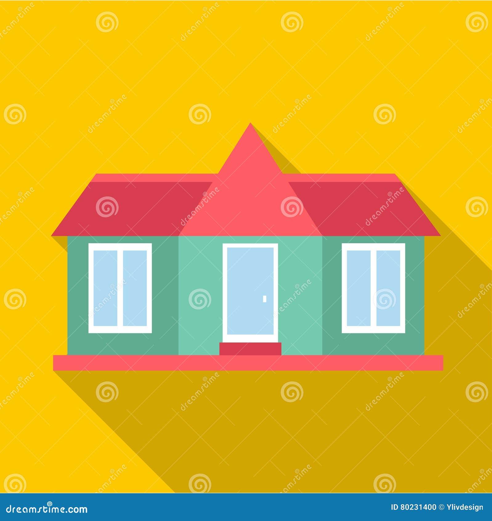 Suburban American House Icon, Flat Style Stock Vector - Illustration of ...