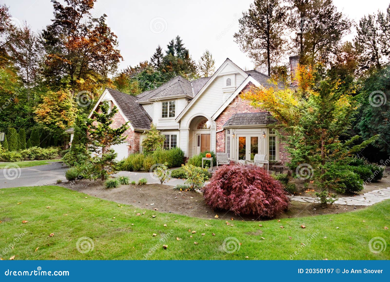 Suburban home in autumn stock image. Image of orange - 20350197