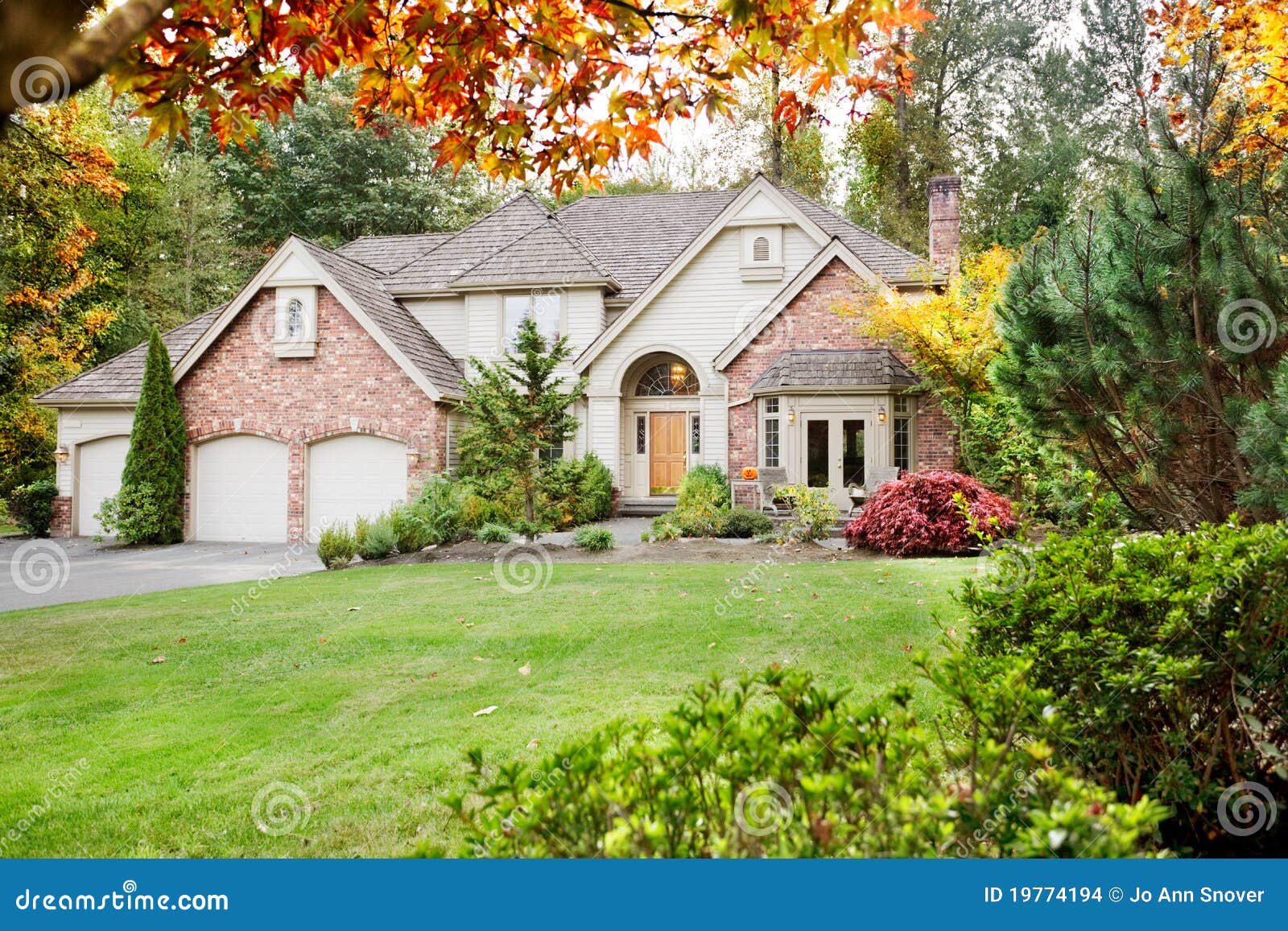 Suburban home in fall stock photo. Image of brown, horizontal - 19774194
