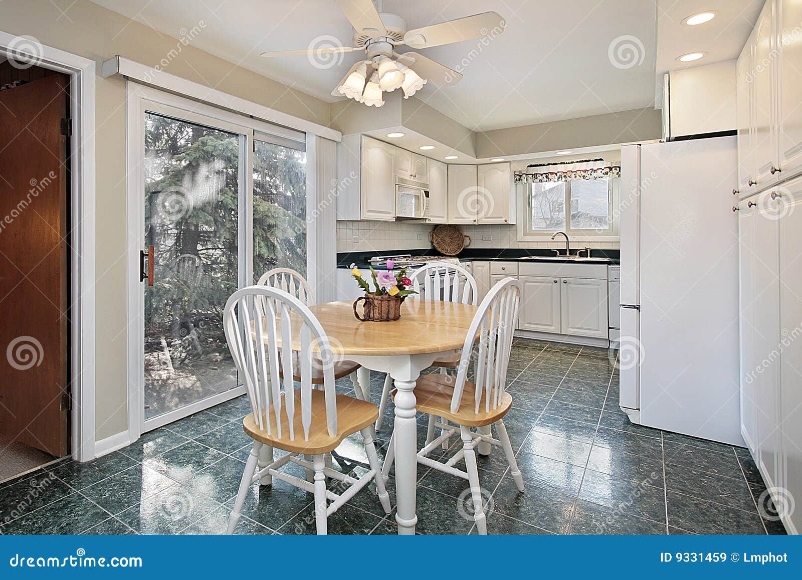 Suburban Kitchen with Eating Area Stock Image - Image of decor, floor ...