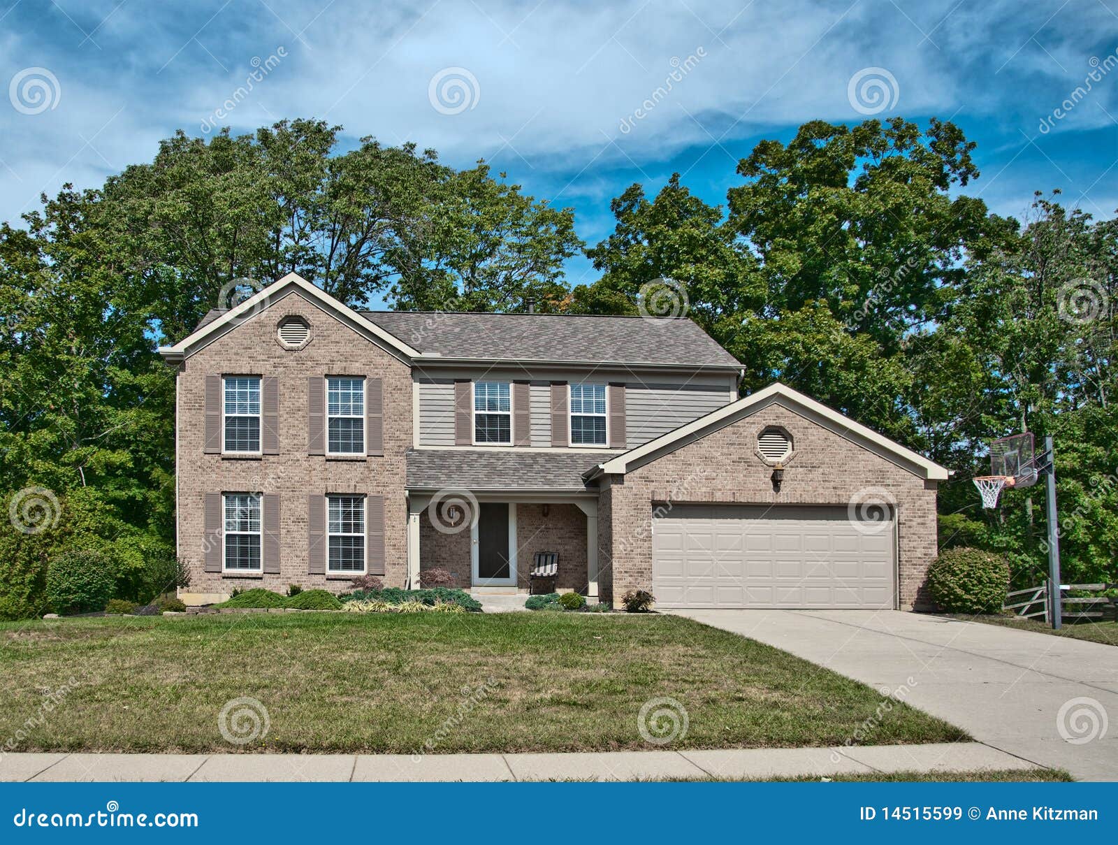 Suburban Neighborhood Brick Home Stock Image - Image of residence ...