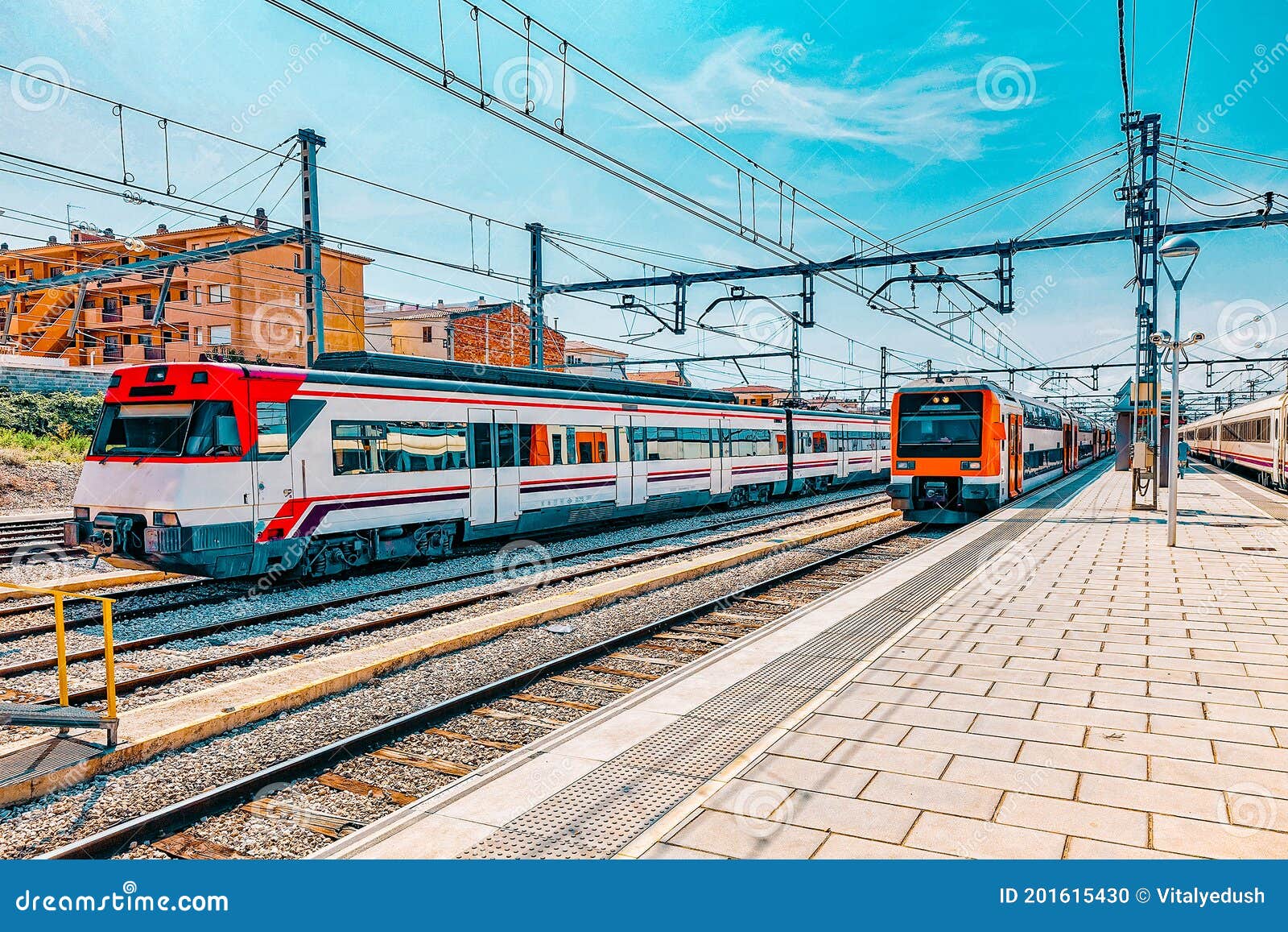 Suburban Railway Train at the Railways Stantion Stock Photo - Image of ...