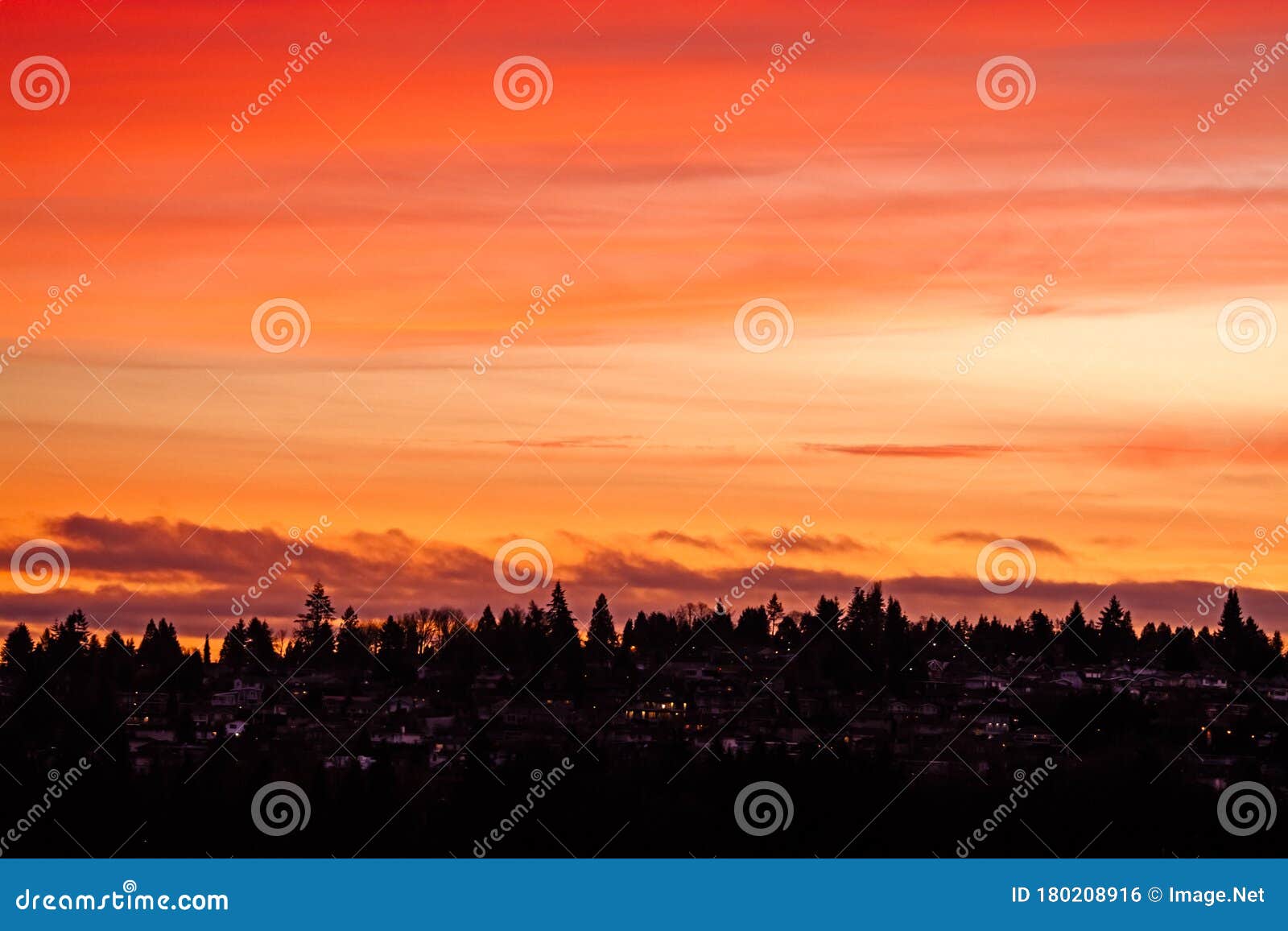 Suburban Residential Area on Sunset Sky Background Stock Photo - Image ...