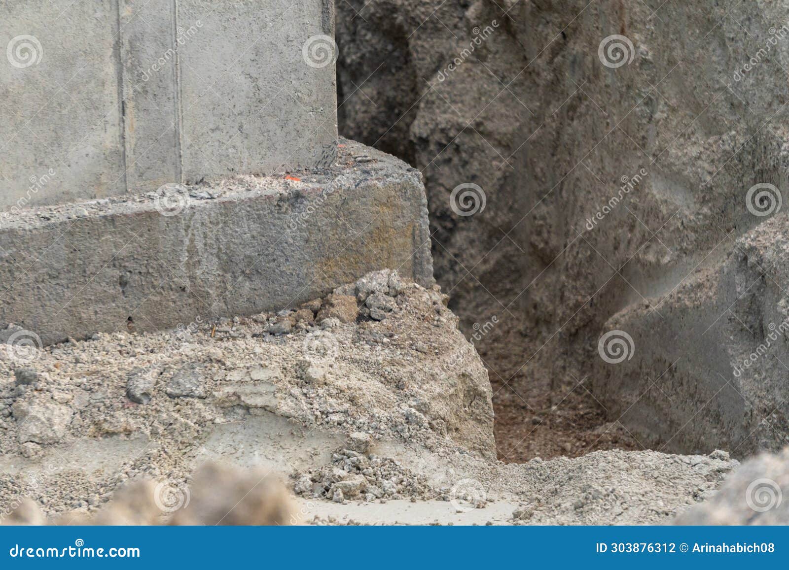 Suburban Single-Family House Construction: Foundation Stage Progress ...