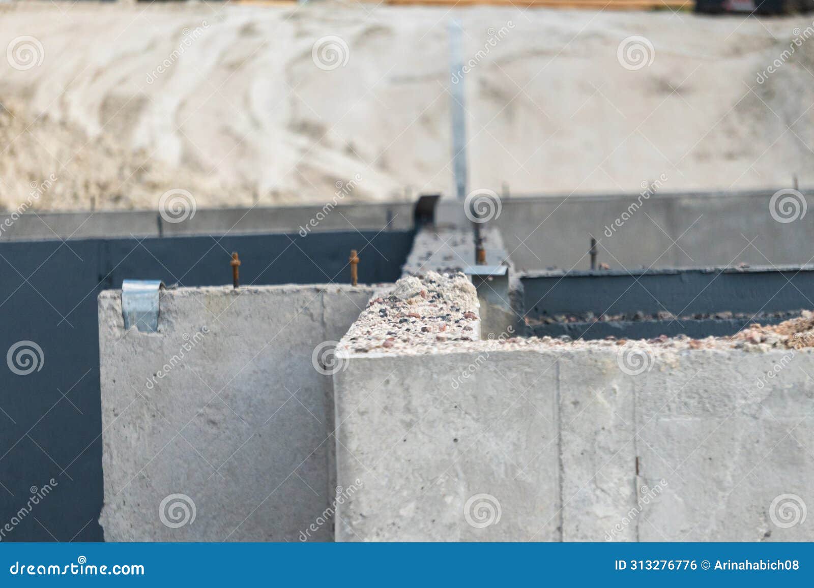 Suburban Single-Family House Construction: Foundation Stage Progress ...