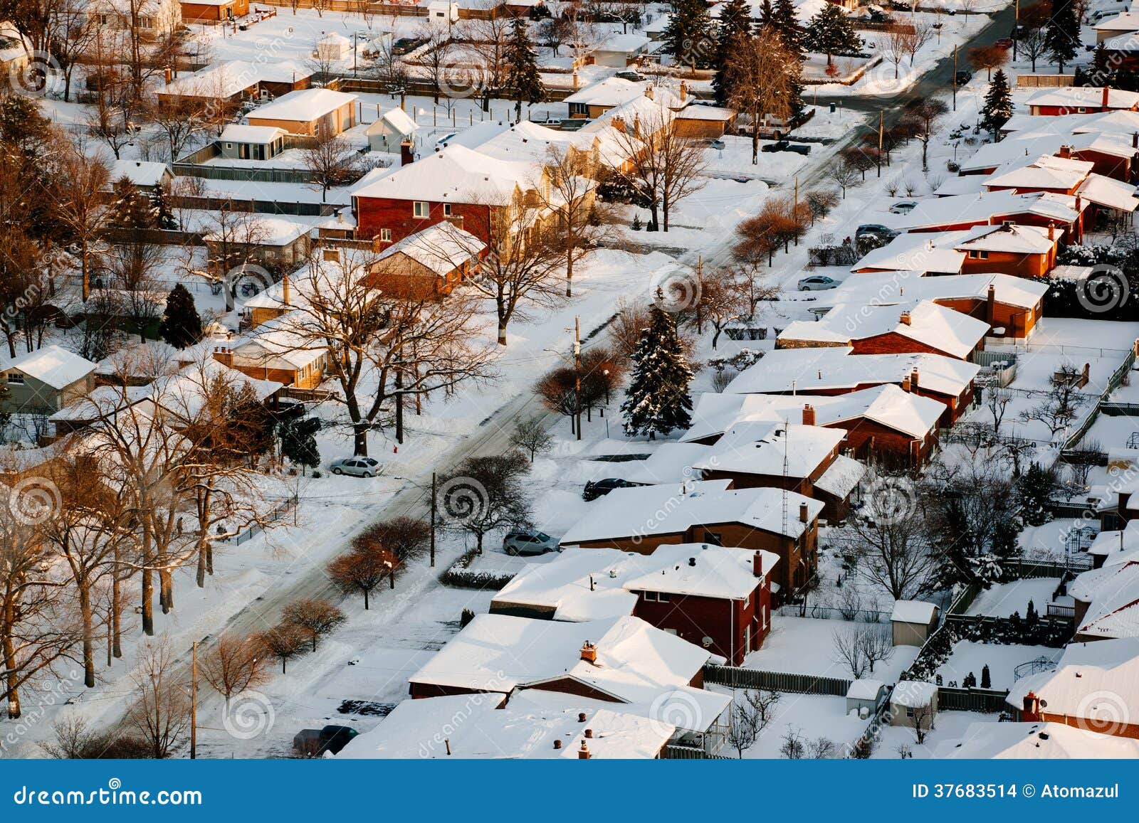 Suburban Snow stock photo. Image of rooftops, christmas - 37683514