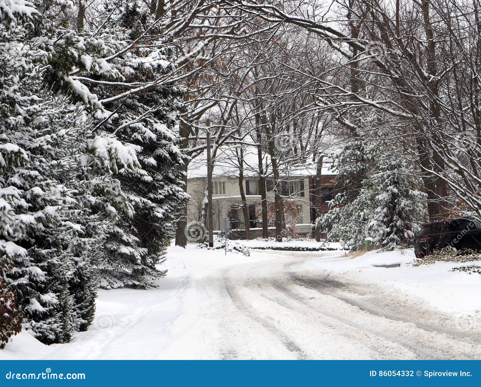 Suburban street in winter stock photo. Image of suburban - 86054332