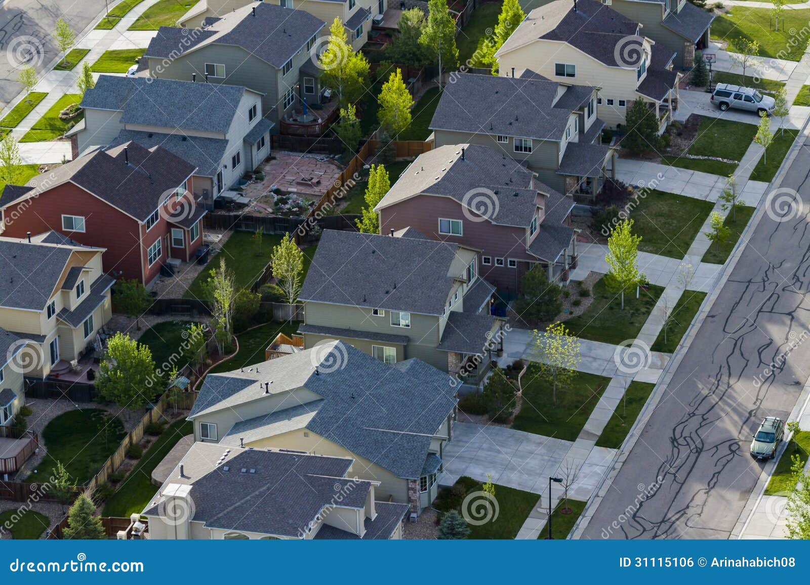 Suburbia stock photo. Image of suburbs, houses, lawn - 31115106
