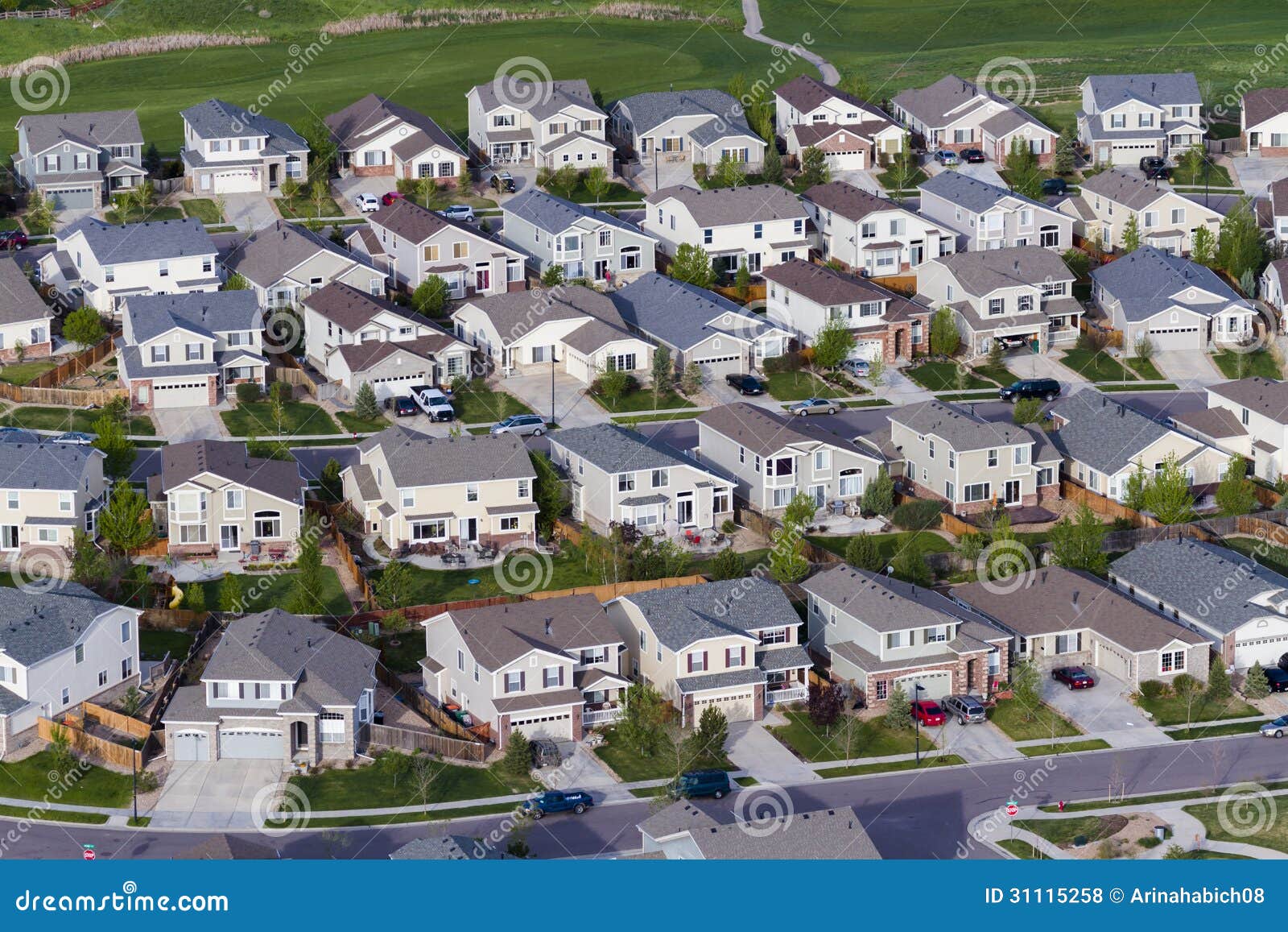 Suburbia stock photo. Image of lawn, residential, town - 31115258