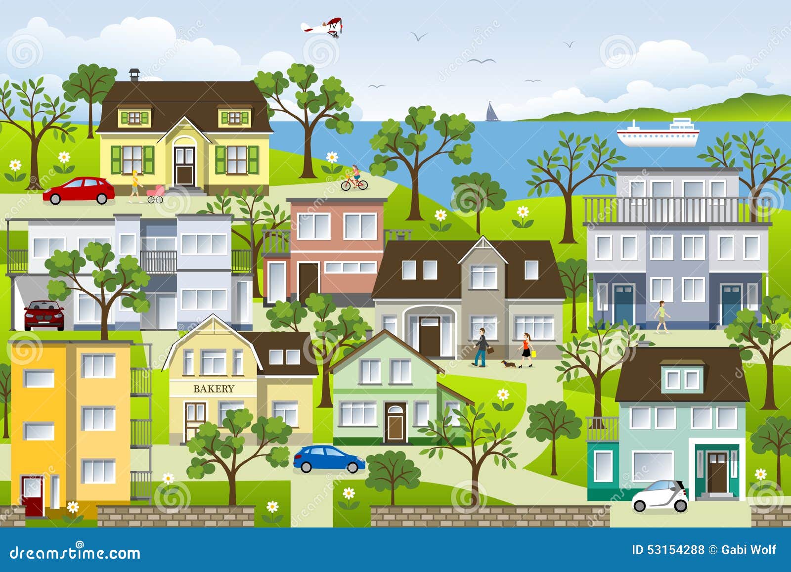 In the suburbs stock vector. Illustration of drawing - 53154288