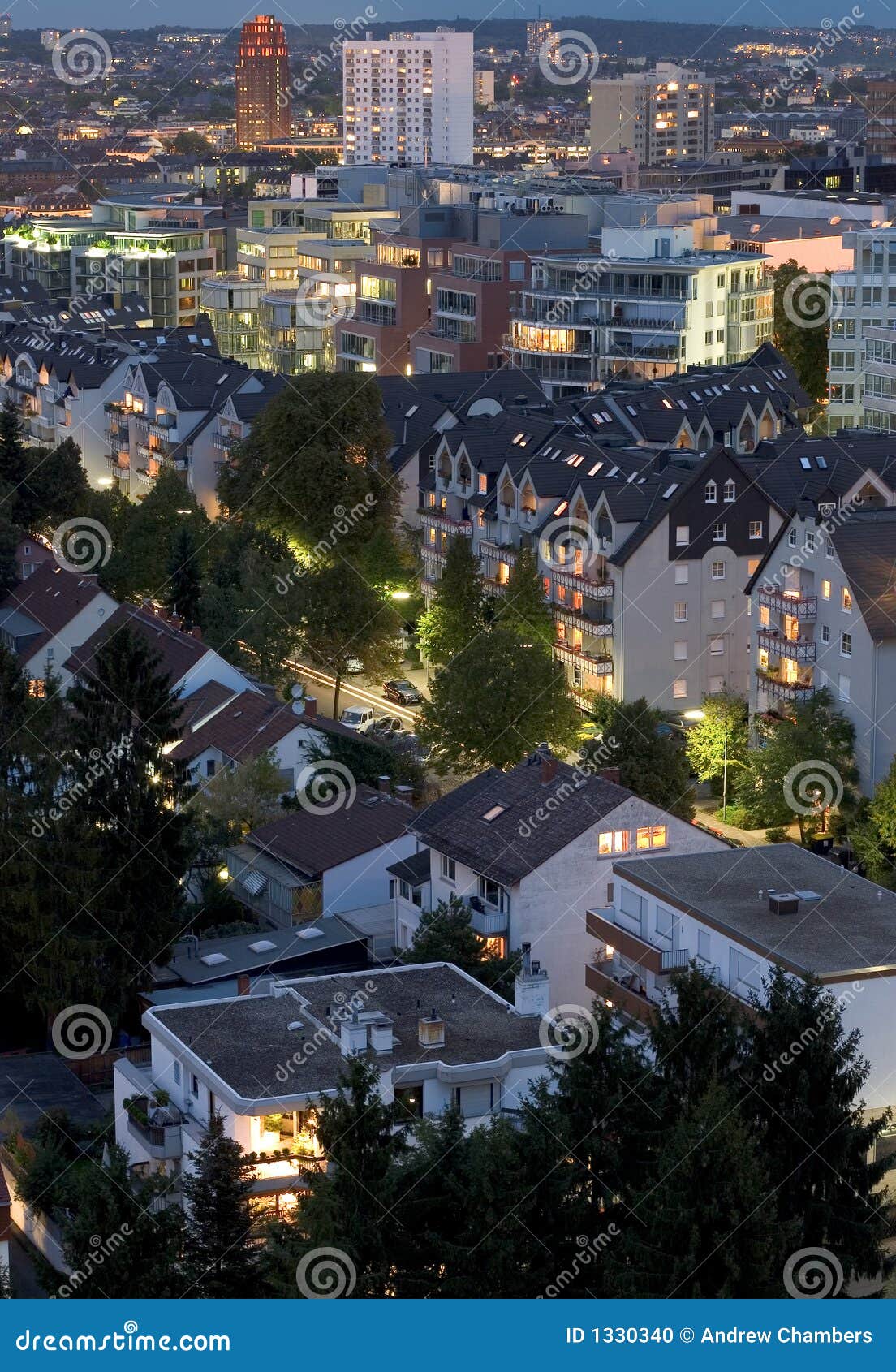 Suburbs in Evening Portrait Stock Photo - Image of apartment, houses ...