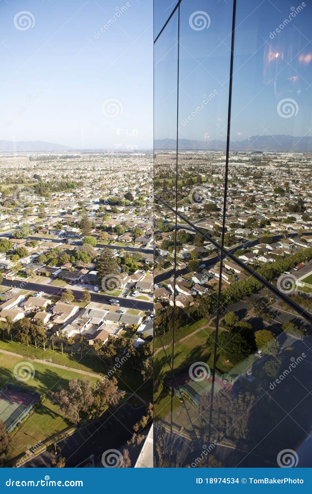 Suburbs Reflected in Building Stock Photo - Image of endless, america ...
