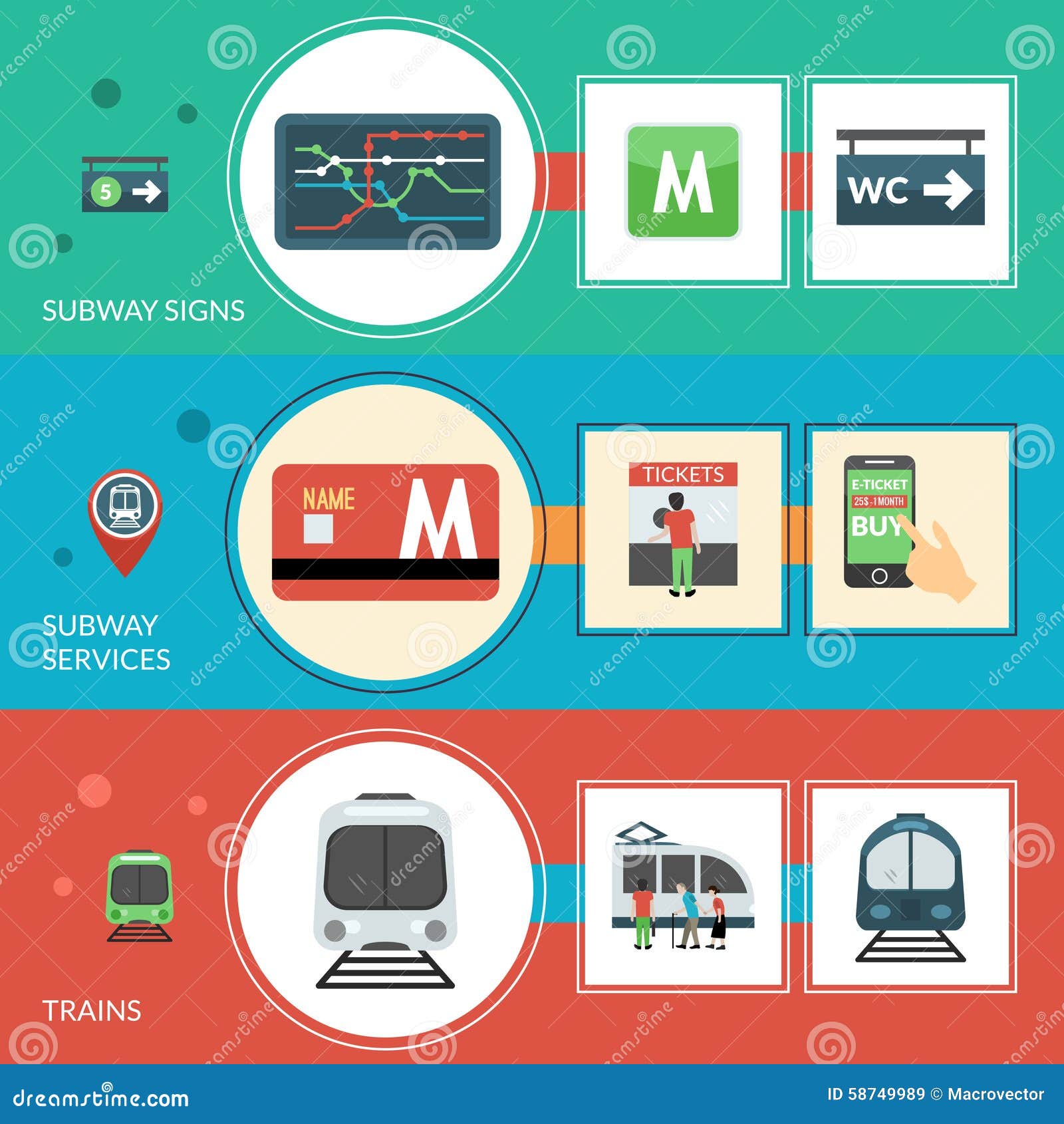 Subway Banner Set stock vector. Illustration of design - 58749989