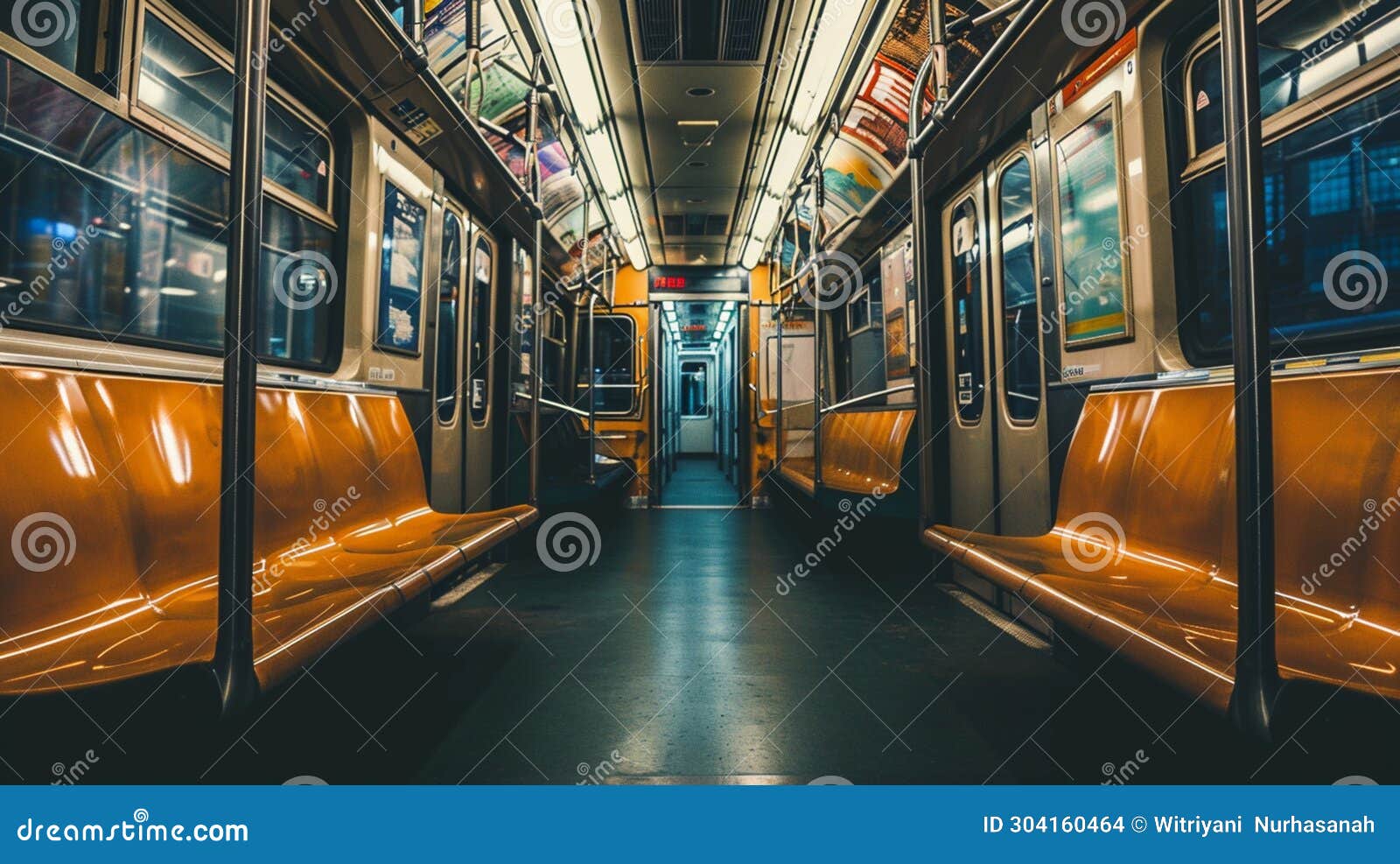 Subway Car Empty Interior, Metro Cross Section. Ai Generative Stock ...