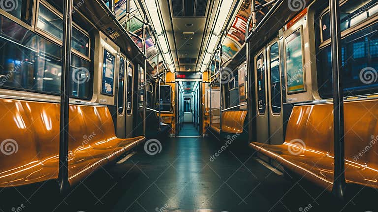 Subway Car Empty Interior, Metro Cross Section. Ai Generative Stock ...