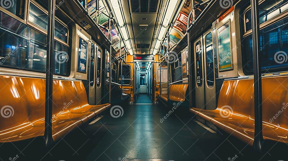 Subway Car Empty Interior, Metro Cross Section. Ai Generative Stock ...