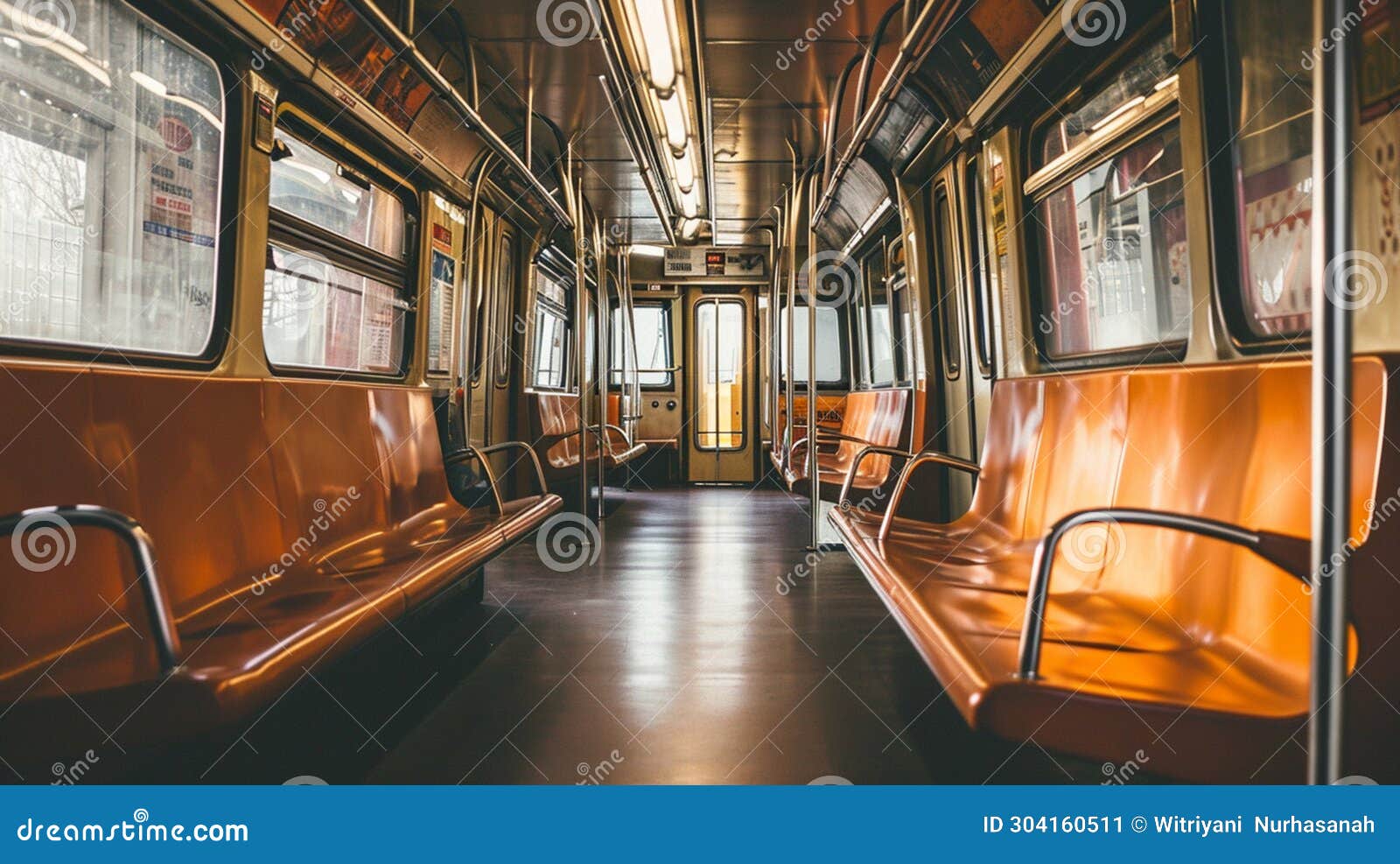 Subway Car Empty Interior, Metro Cross Section. Ai Generative Stock ...
