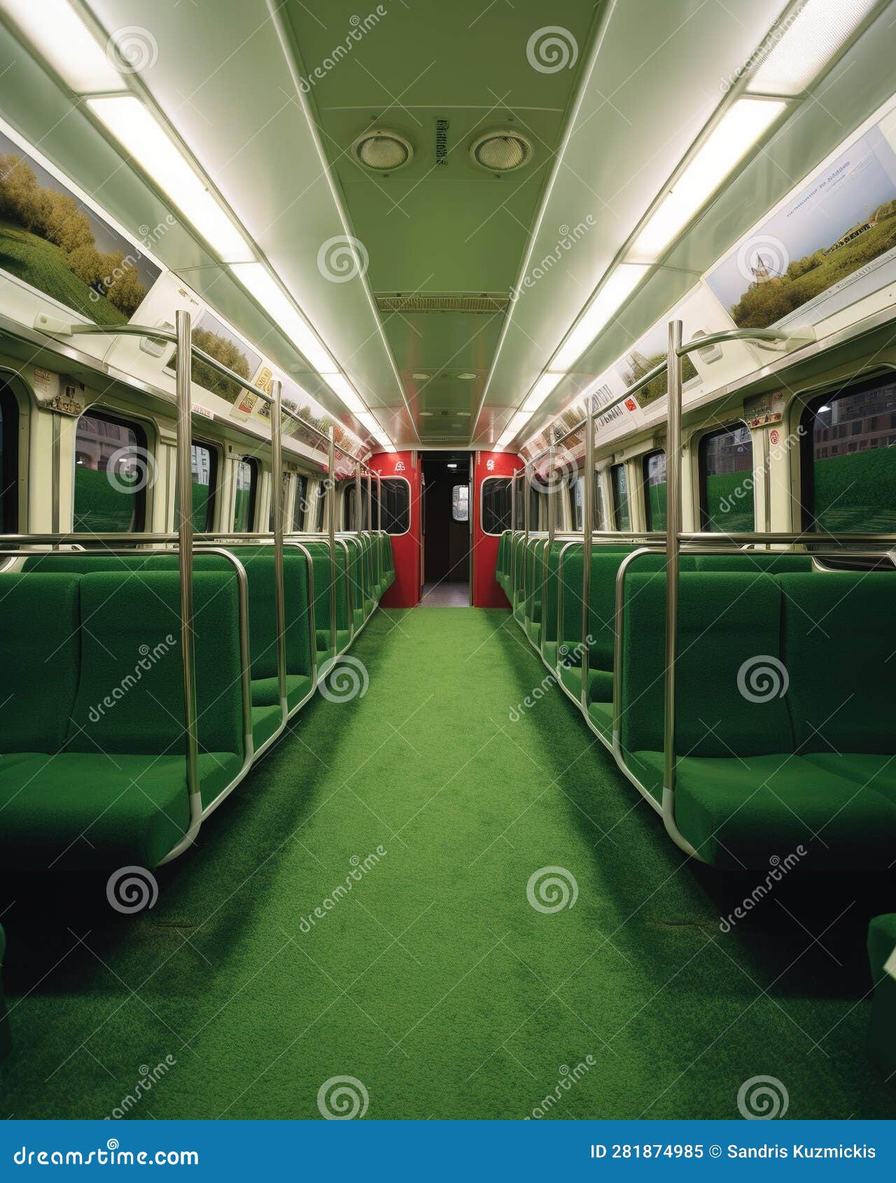 Subway Car with a Green Turf Soccer Field on the Inside. Generative AI ...