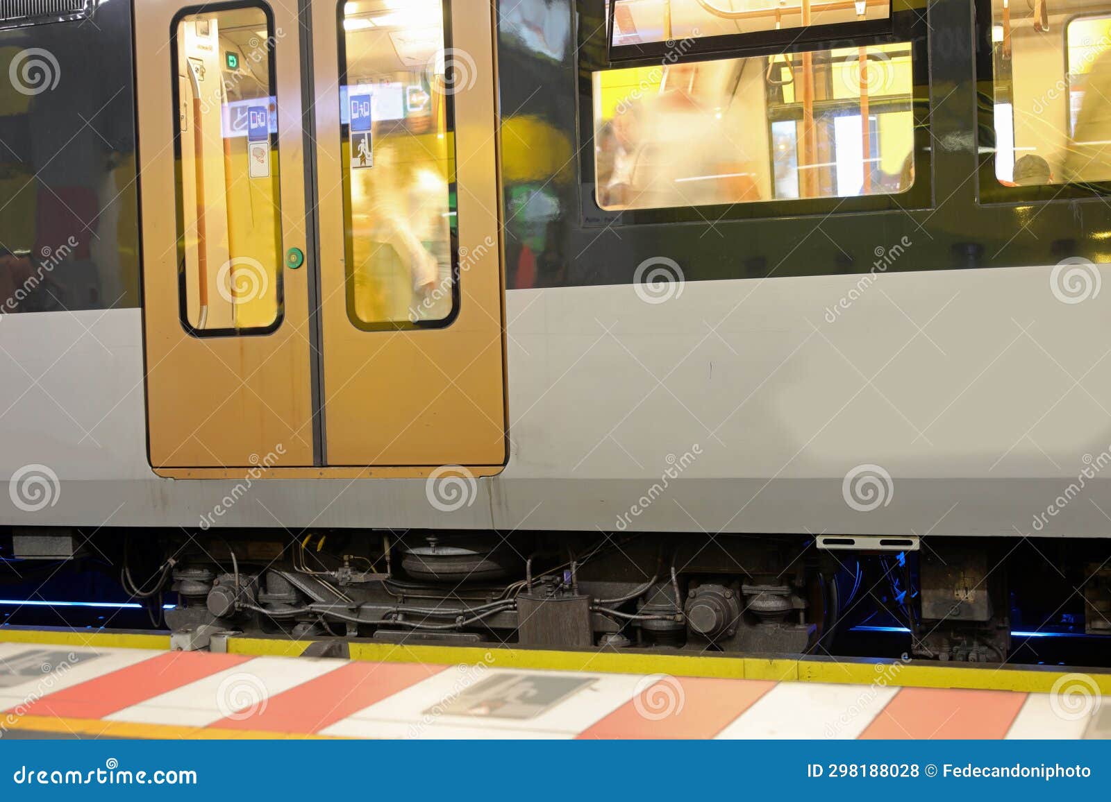 Subway Car with Sliding Doors Stopped in the Station Stop without ...