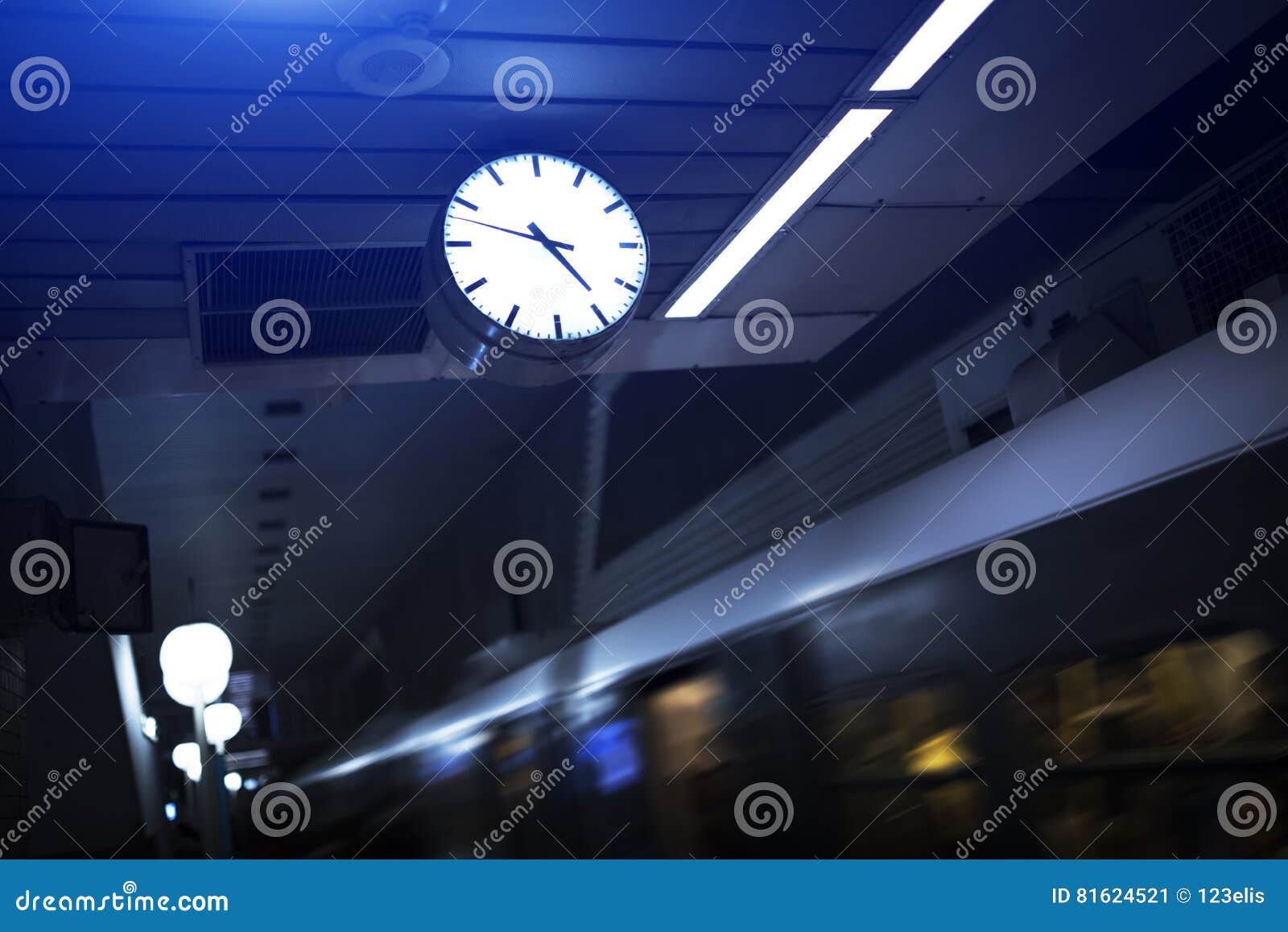 Subway Clock stock image. Image of metal, retro, roof - 81624521