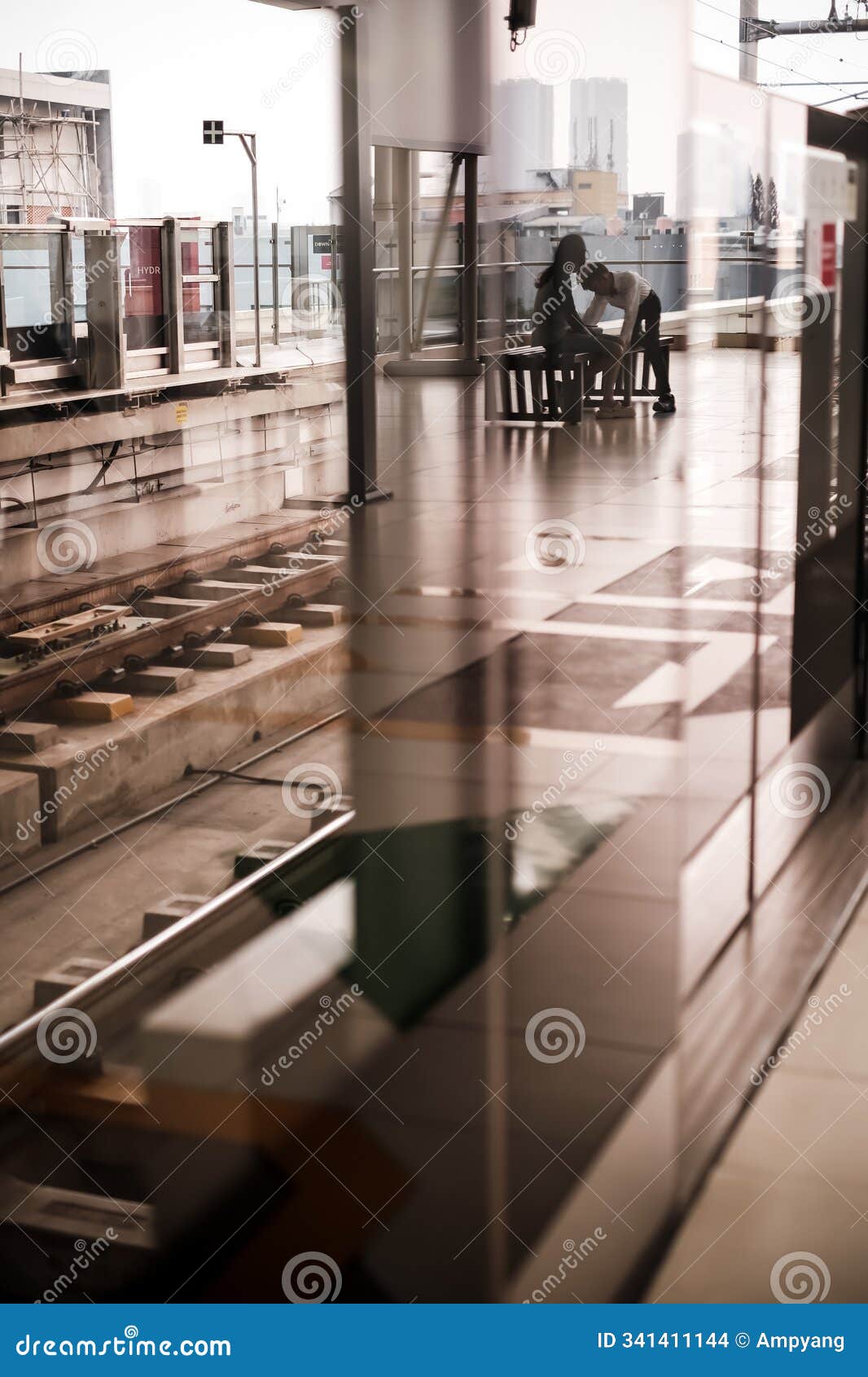 Subway Commuter Train Railways with Children Waiting at the Platform ...