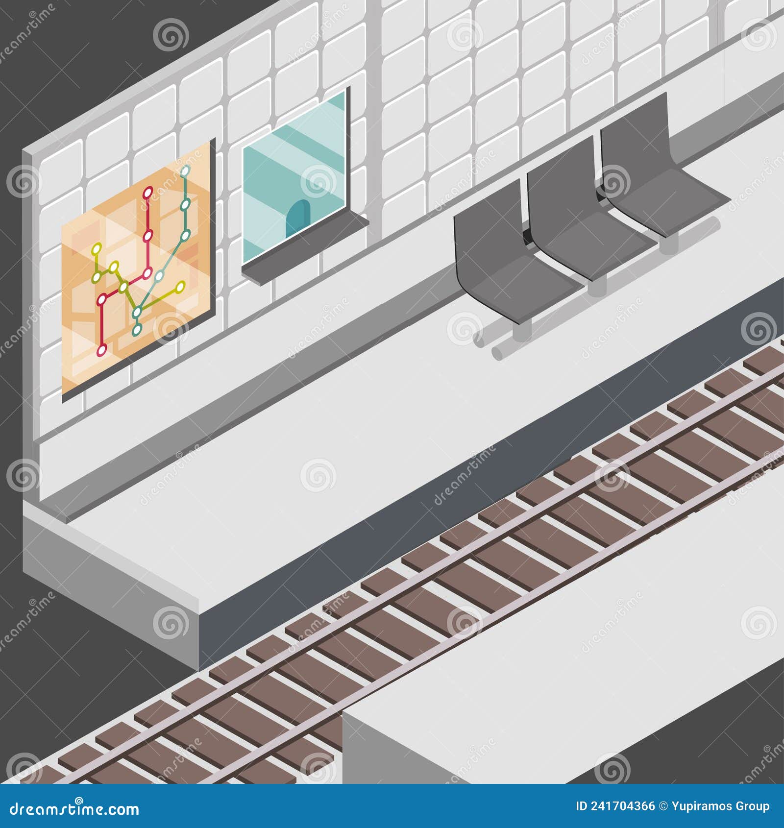 Subway counter and chair stock vector. Illustration of railway - 241704366