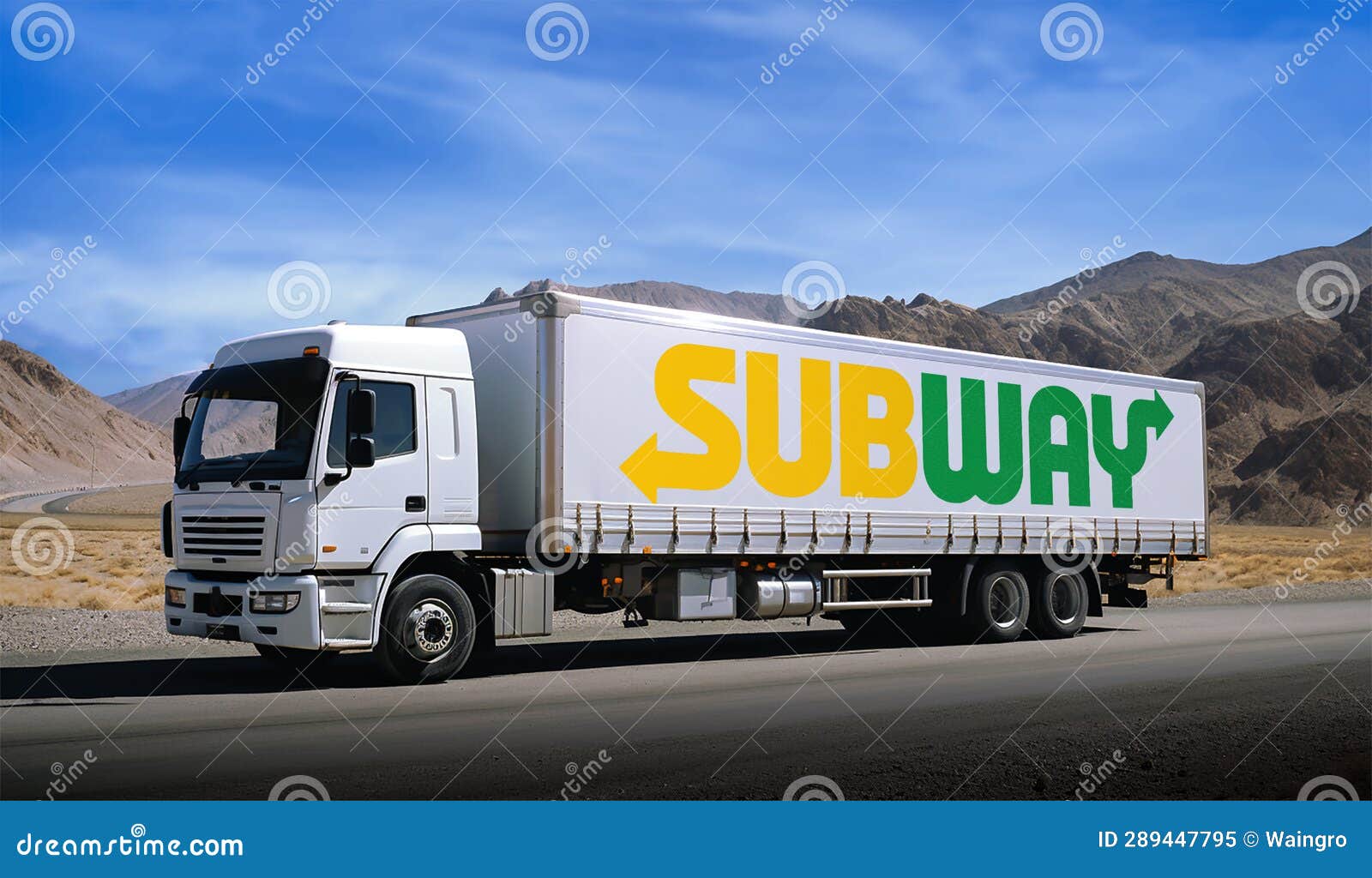 Subway Delivery Truck on Highway Stock Image - Image of subway ...