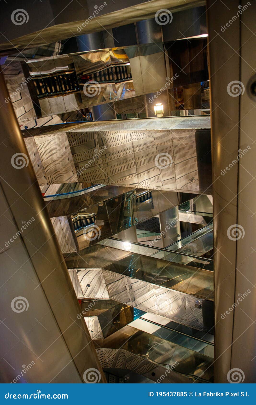 Under the escalators stock image. Image of subway, reflection - 195437885