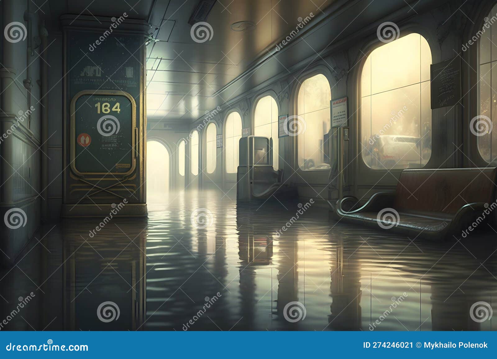 Subway Flood. Post-apocalypse Concept Stock Illustration - Illustration ...