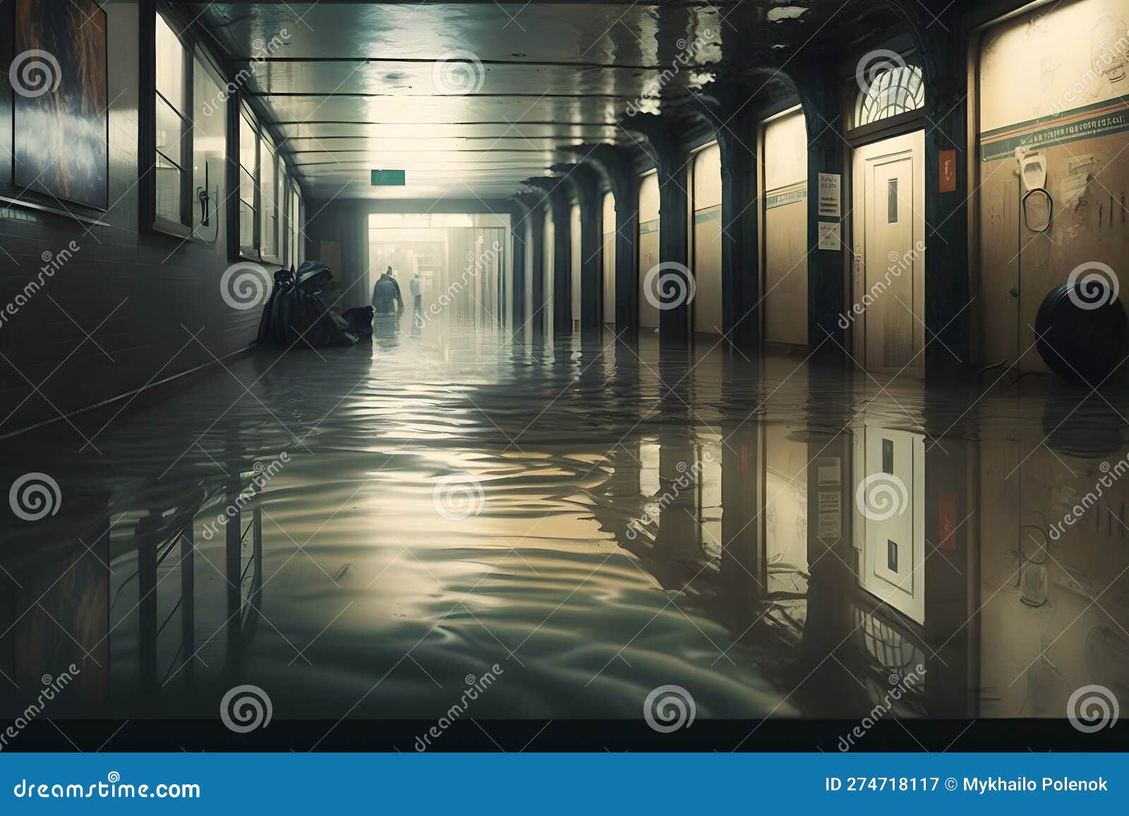 Subway Flood. Post-apocalypse Concept Stock Image - Image of building ...