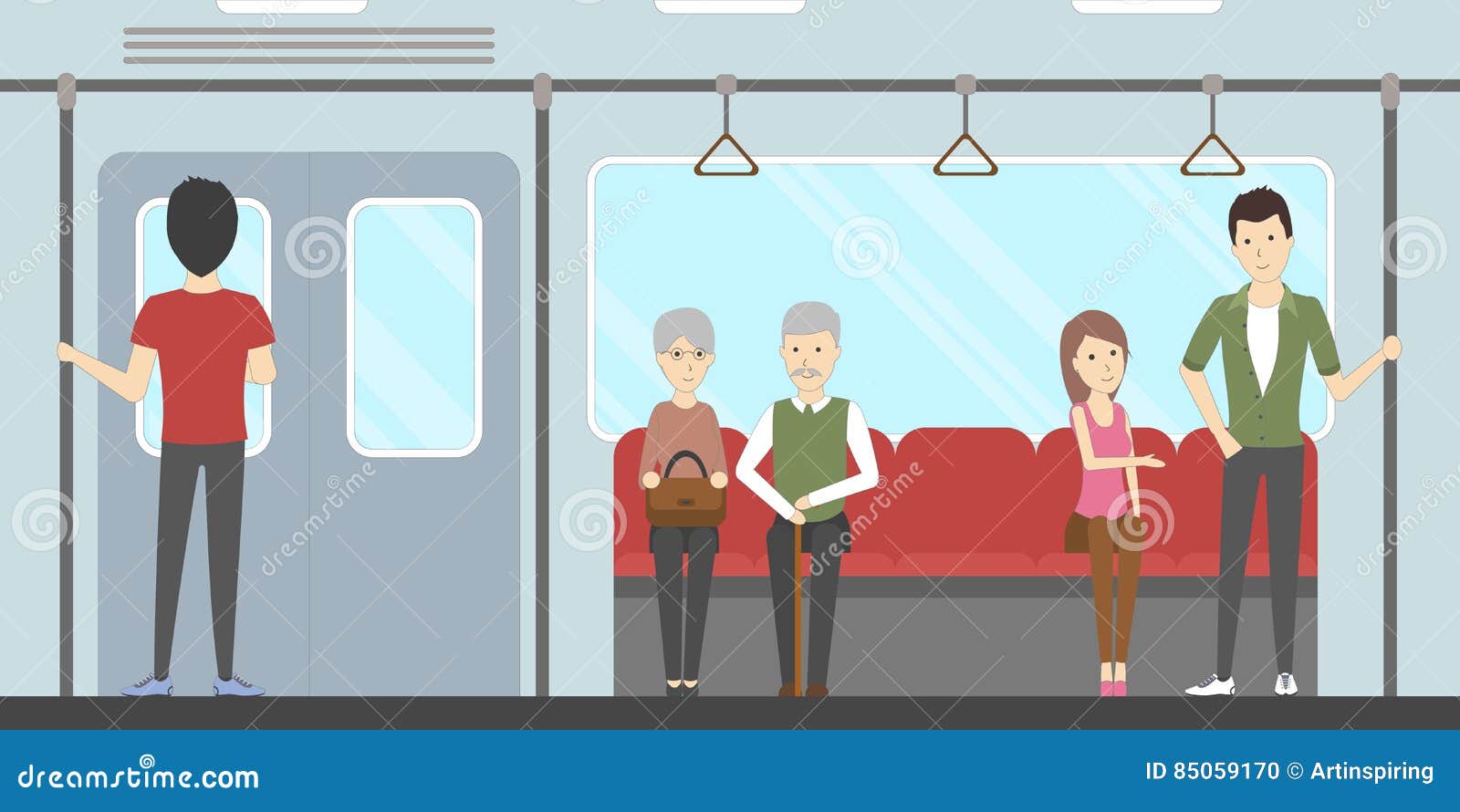 Subway interior set. stock vector. Illustration of lifestyle - 85059170