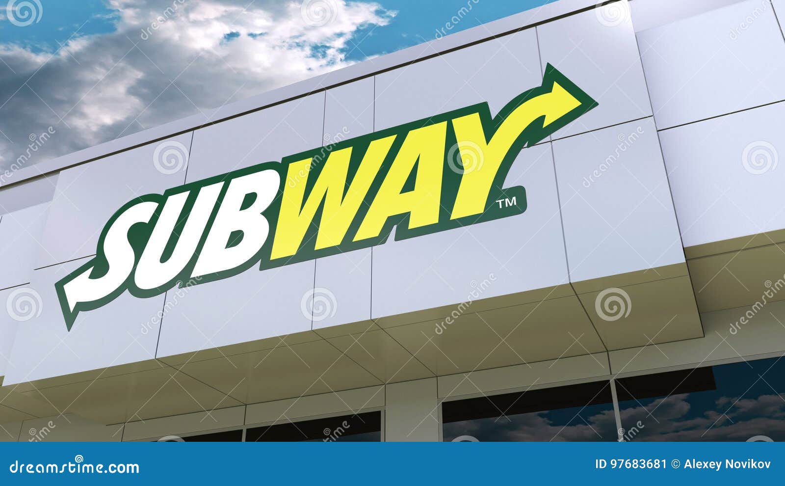 Subway Logo on the Modern Building Facade. Editorial 3D Rendering ...