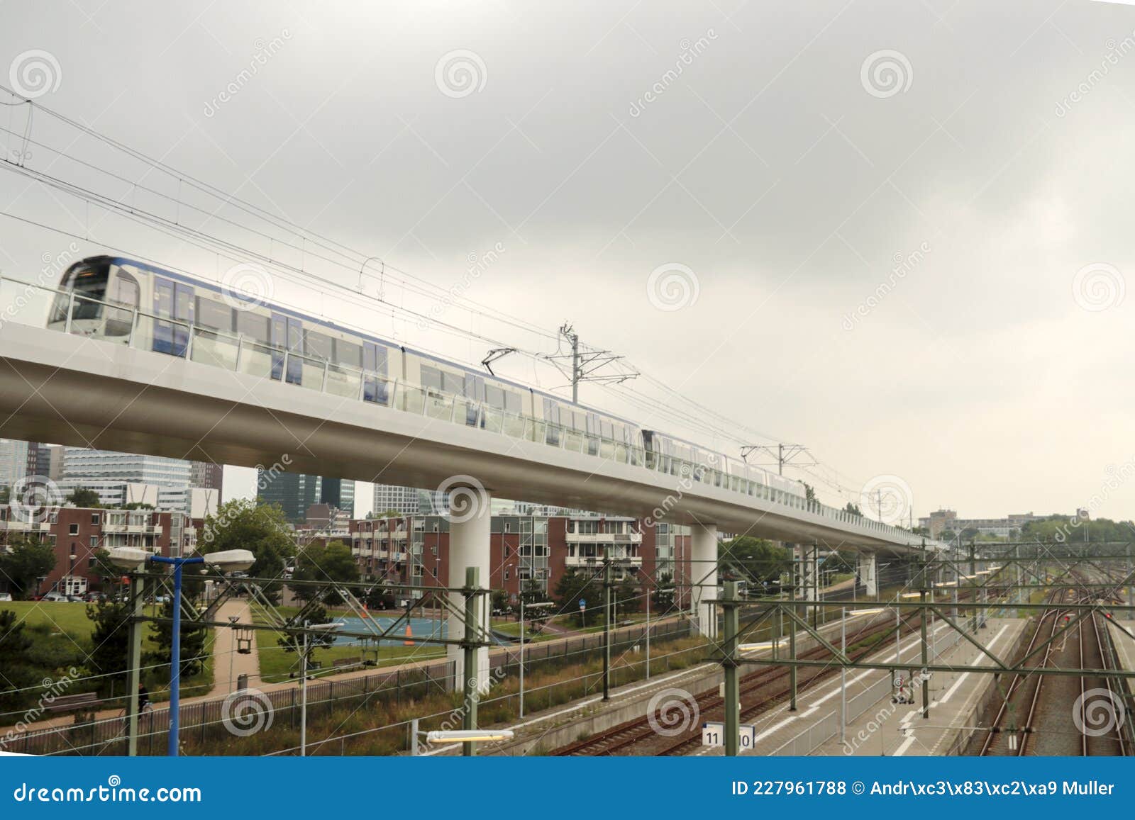 Subway Metro Train of RET Randstadrail High on Viaduct Editorial Stock ...