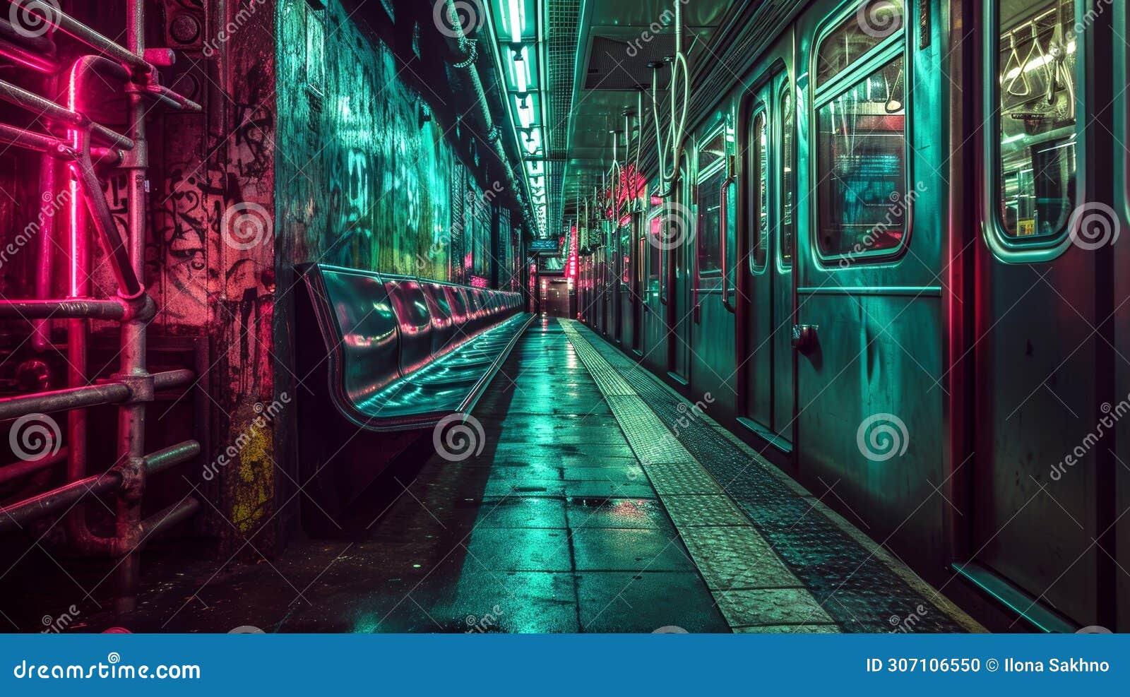 Subway Subway in Neon Colors Stock Illustration - Illustration of speed ...