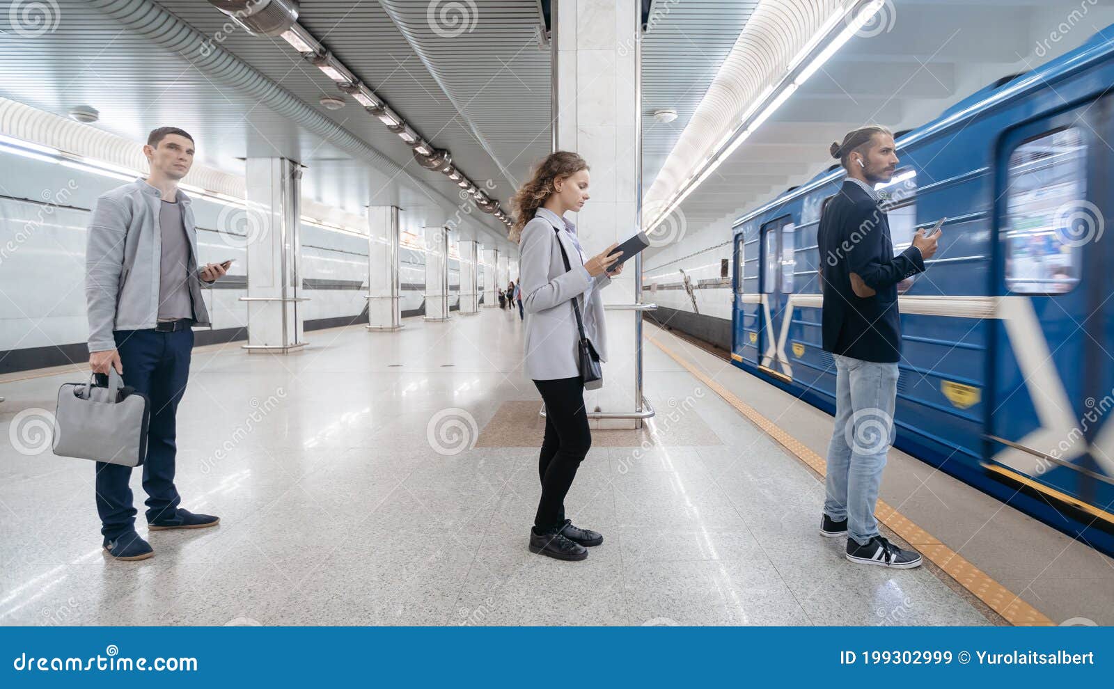 Subway Passengers Waiting for the Train on the Platform. Stock Image ...