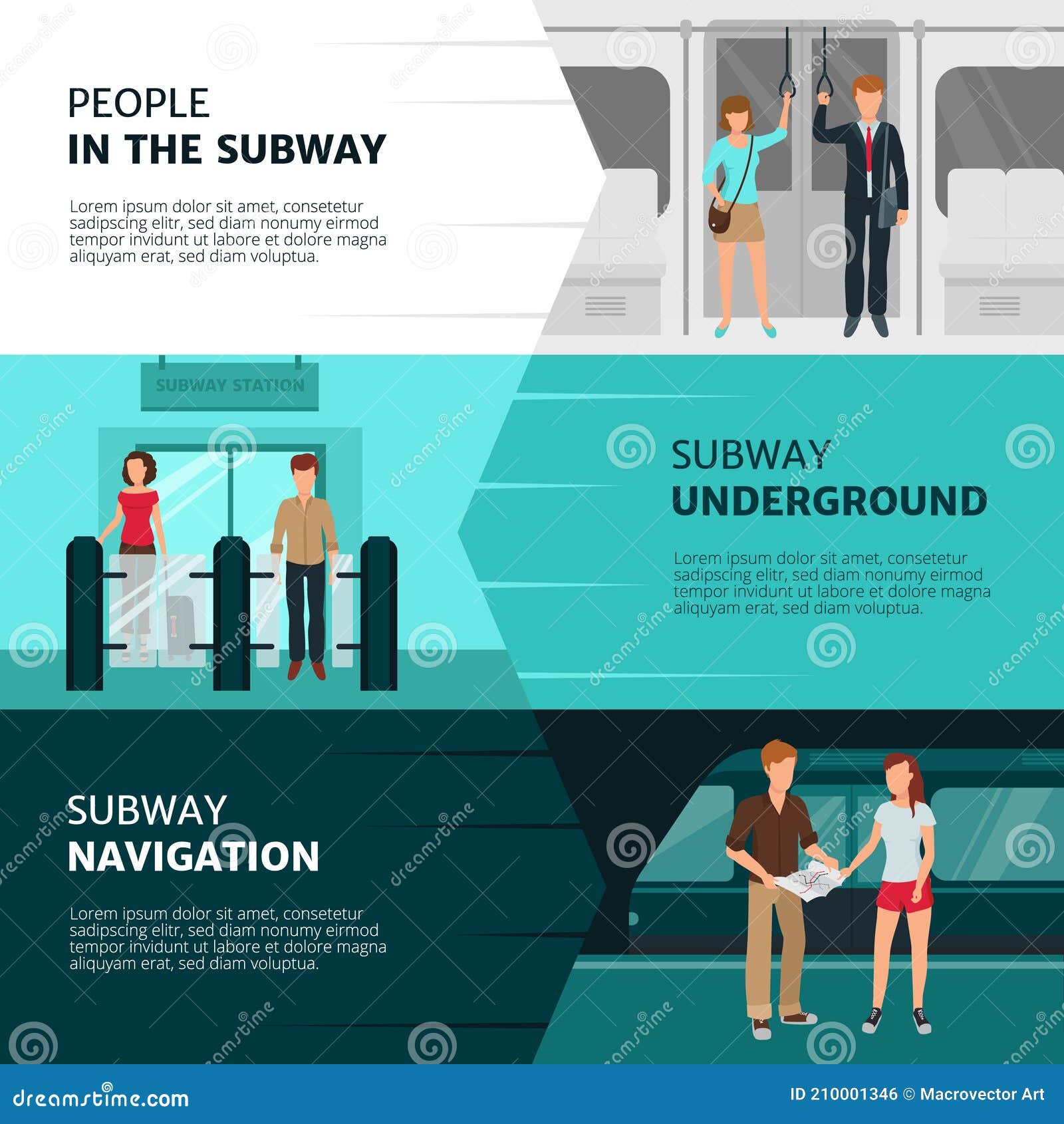 Subway People Banners stock vector. Illustration of holding - 210001346
