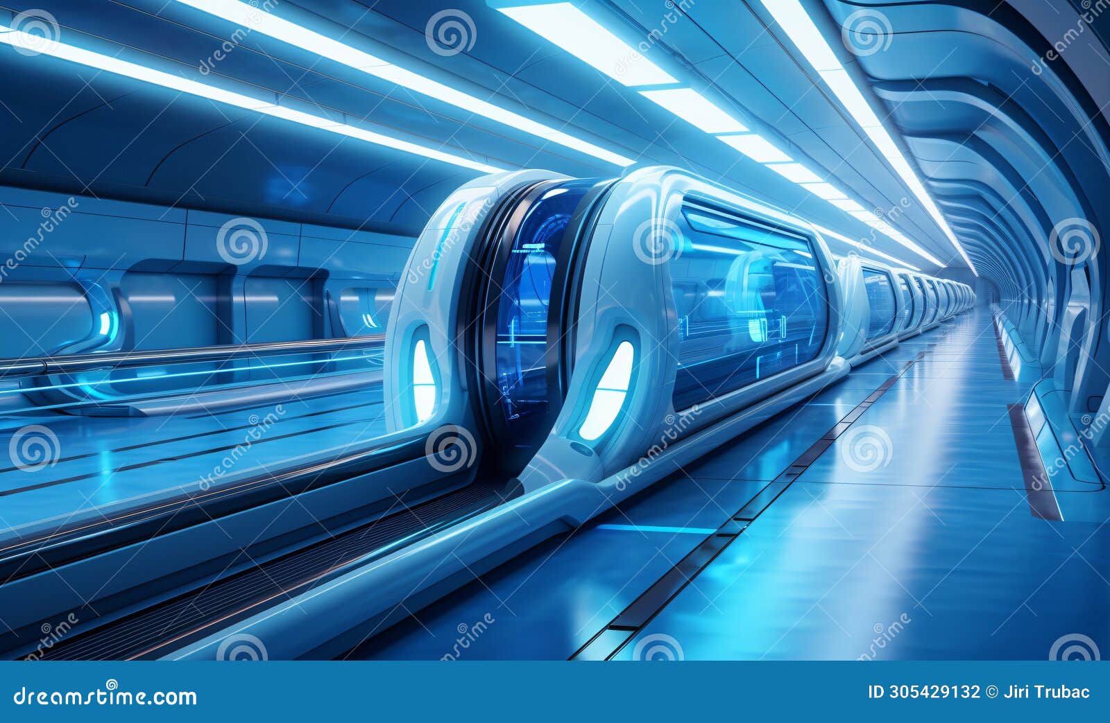Subway in Pipeline Transportation of Futuristic Big City. Stock Photo ...