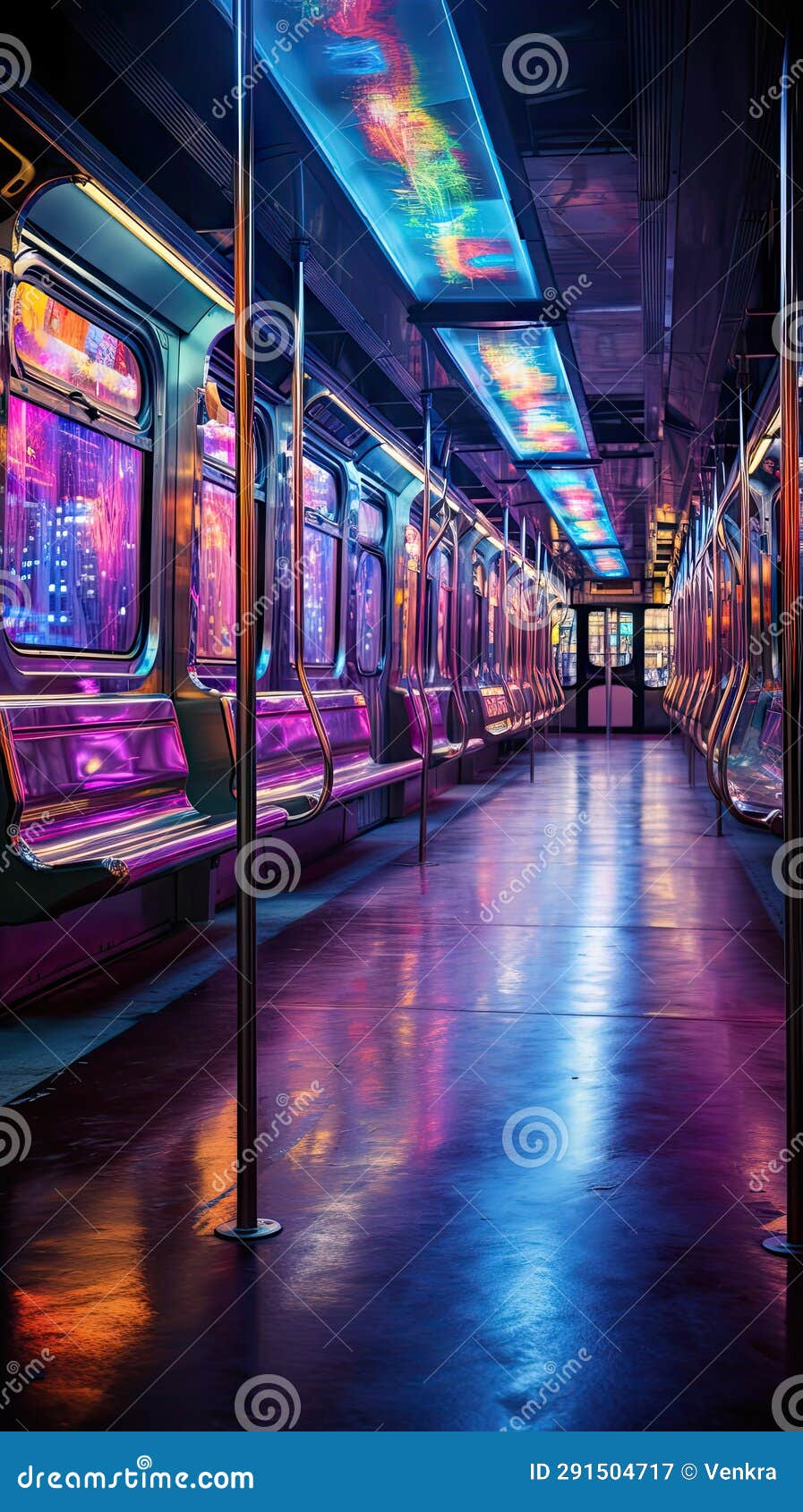 Subway Rail Inside Cinematic Lighting Magic Neon Stock Image - Image of ...