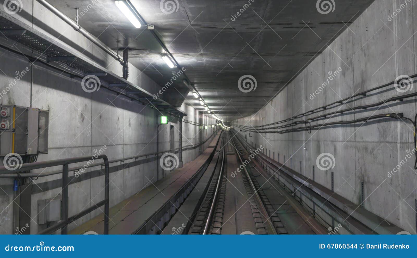 Subway rails in tunnel stock photo. Image of tube, transit - 67060544